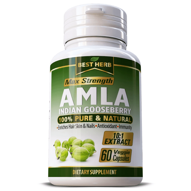 Amla Indian Gooseberry 1000mg Pure Extract Supplement - 60 Capsules - Walmart Business Supplies