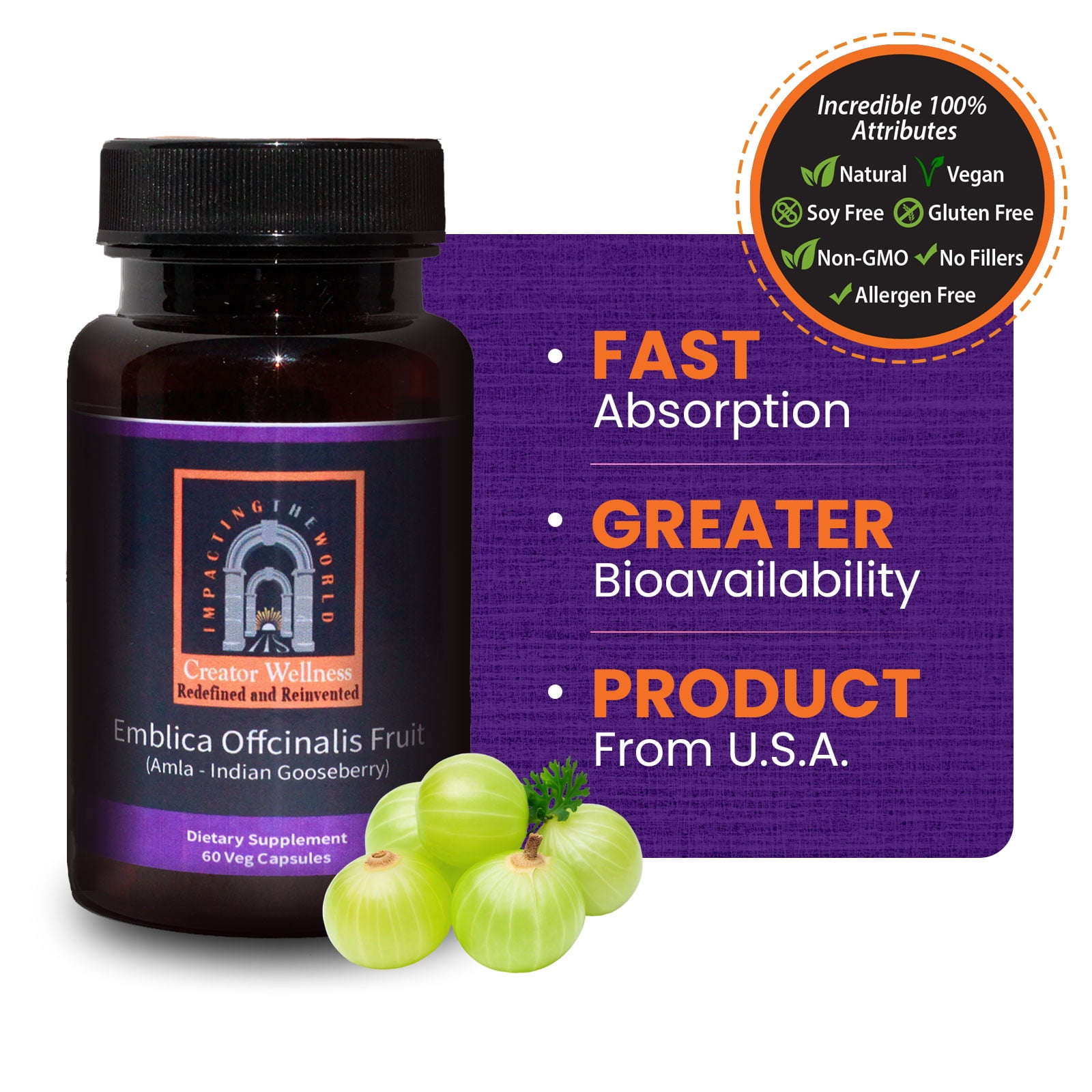 Amla - Indian Gooseberry Supplement | 225mg Fruit Extract | Emblica ...
