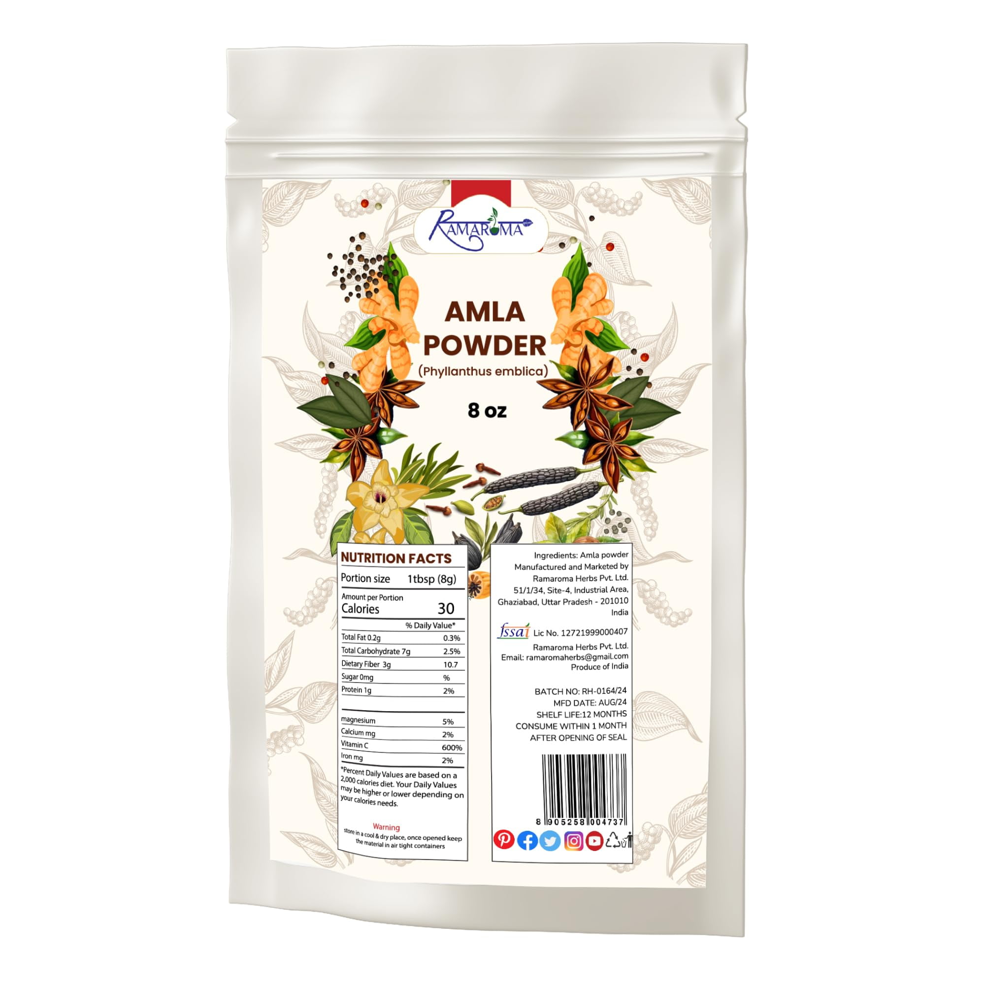 Amla Powder (Indian Gooseberry) IEF31 8oz (226g) Jar ~ All Natural | No ...