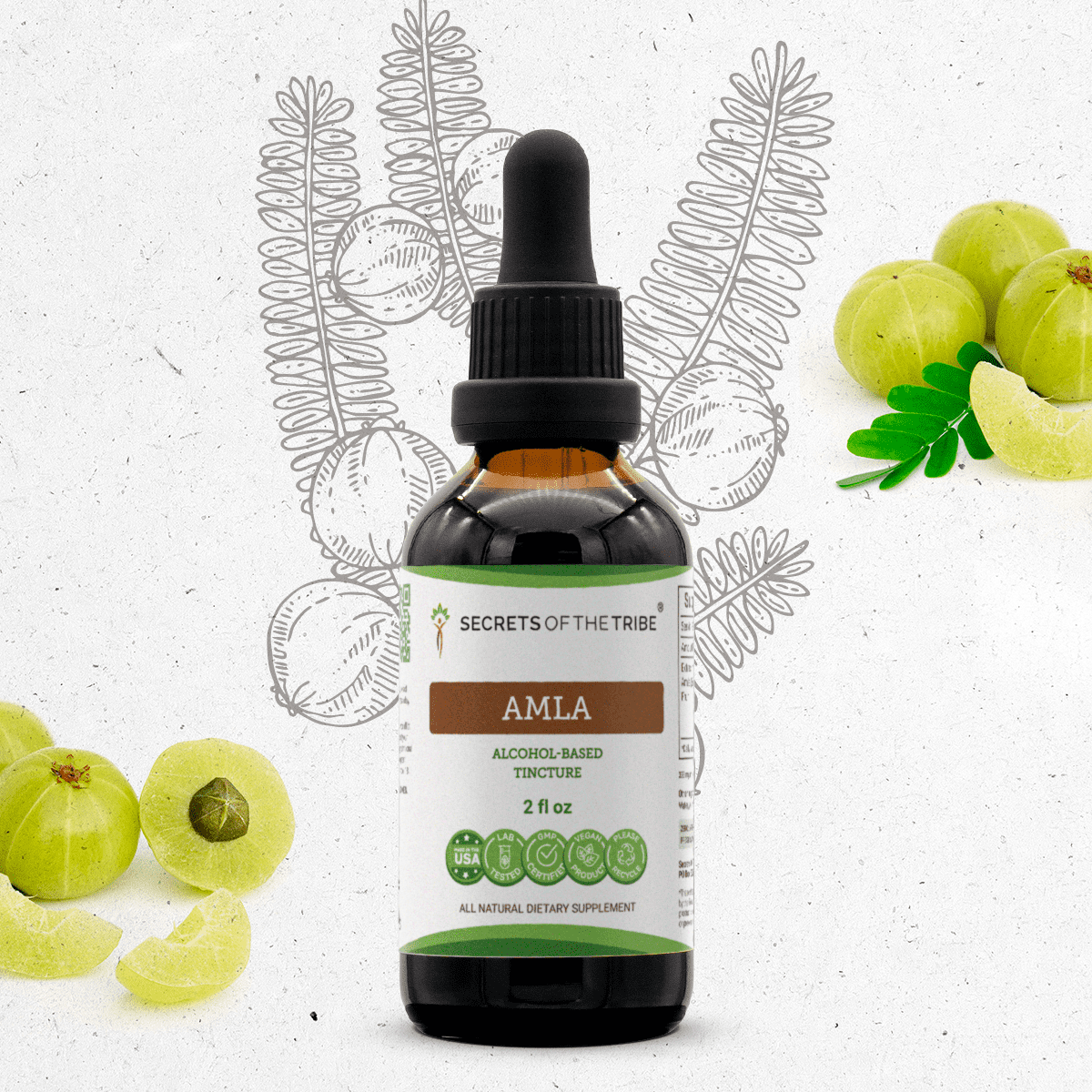 Secrets of the Tribe Amla Tincture Dietary Supplement, Natural Herbal ...