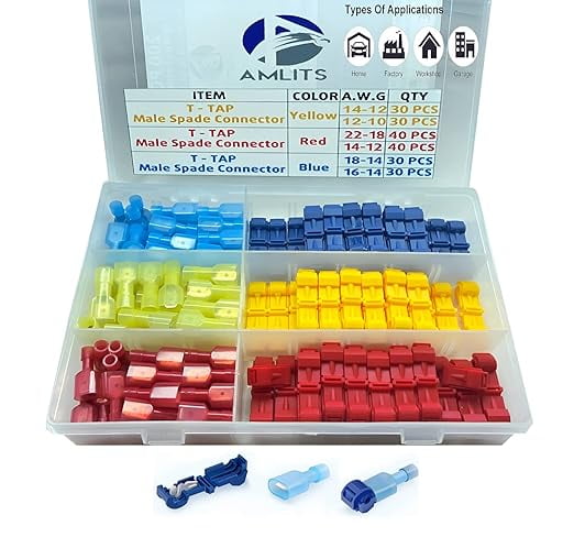 Amlits 200 PCS T-Tap Wire Connectors, Self-Stripping Quick Splice ...
