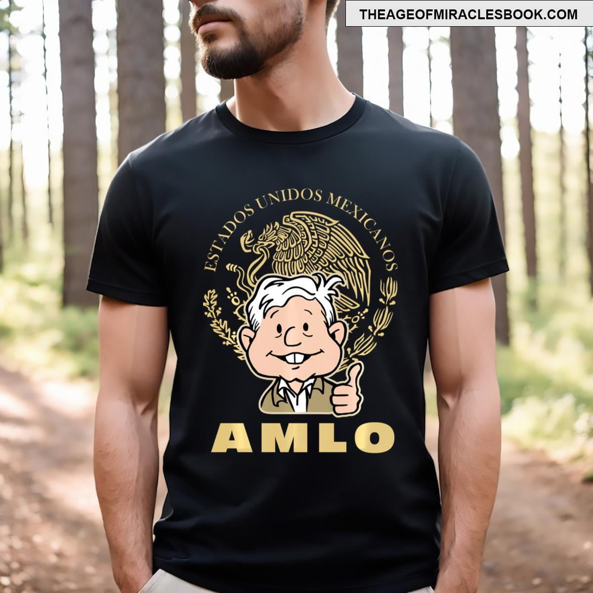 Amlo President With Mexican Escudo Nacional Amlito Cartoon T ...