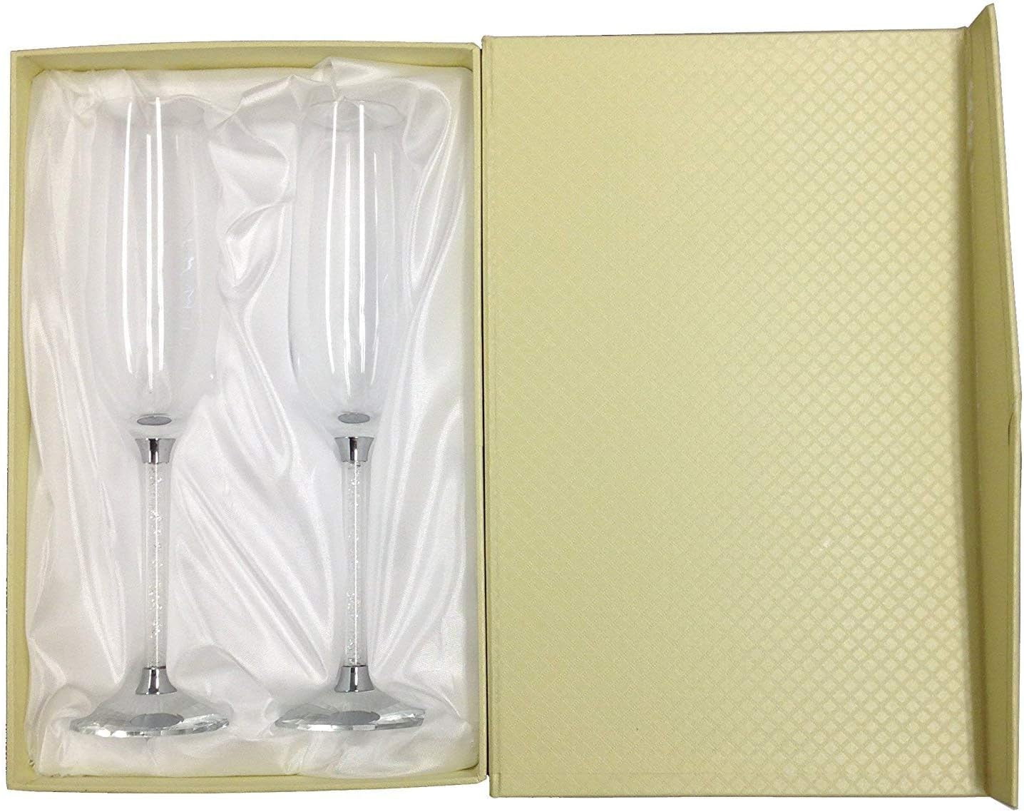Amlong Crystal Champagne Flutes with Crystal Diamond stems Set of 2 ...