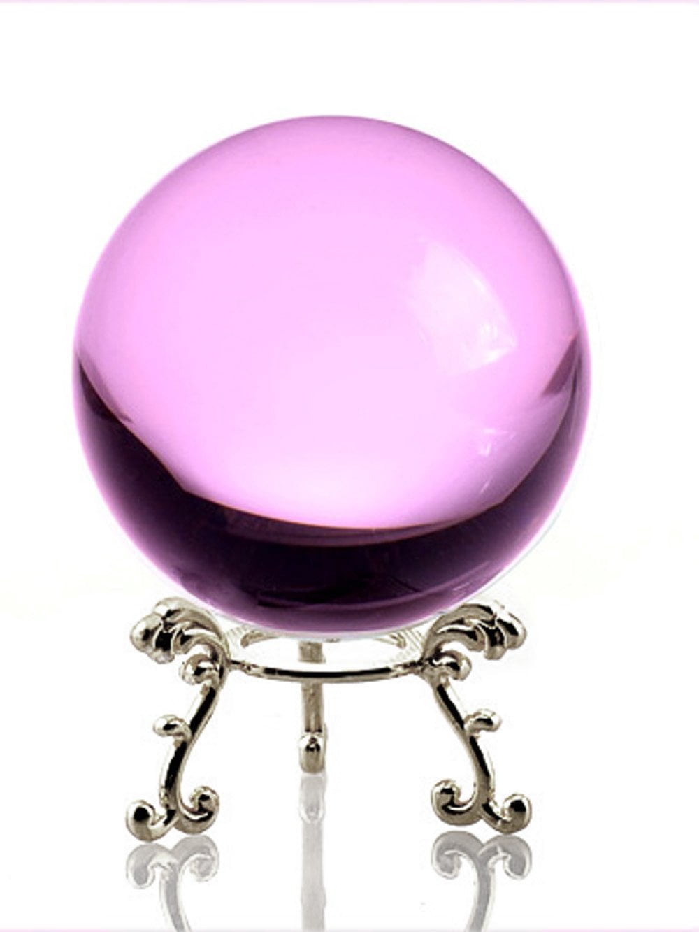 Amlong Crystal Pink Crystal Ball 60mm (2.3 in.) with Silver Flower ...