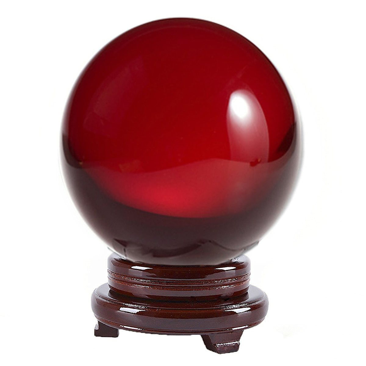 Amlong Crystal Red Crystal Ball, 2 inch (50mm) Diameter with Wooden ...