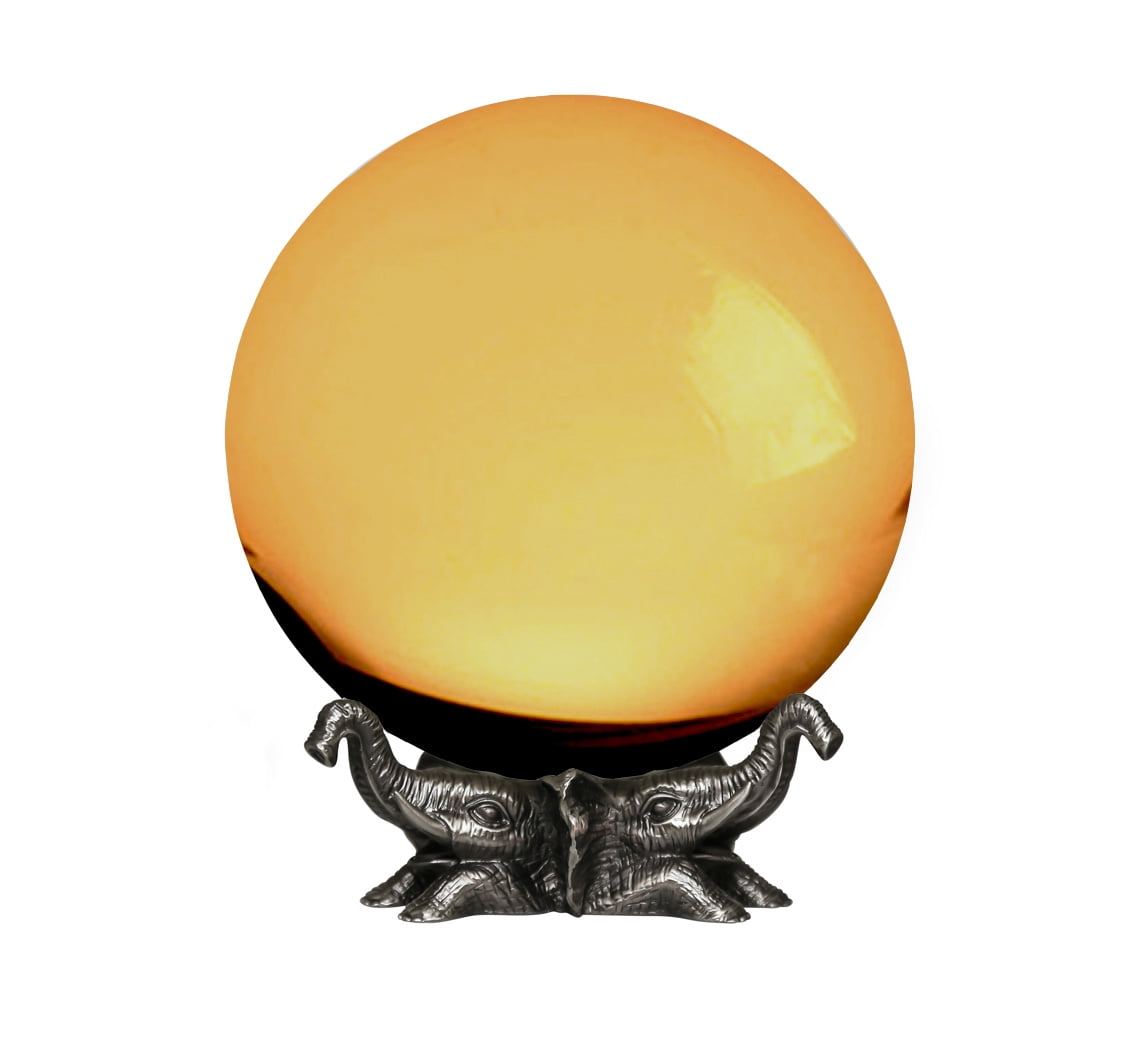 Amlong Crystal Yellow 8 in. (200mm) Crystal Ball with Elephant Stand ...