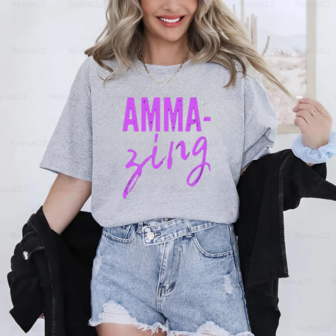 Amma-zing Mom T-shirt, Sweatshirt, Hoodie with Fun Pink Lettering and ...