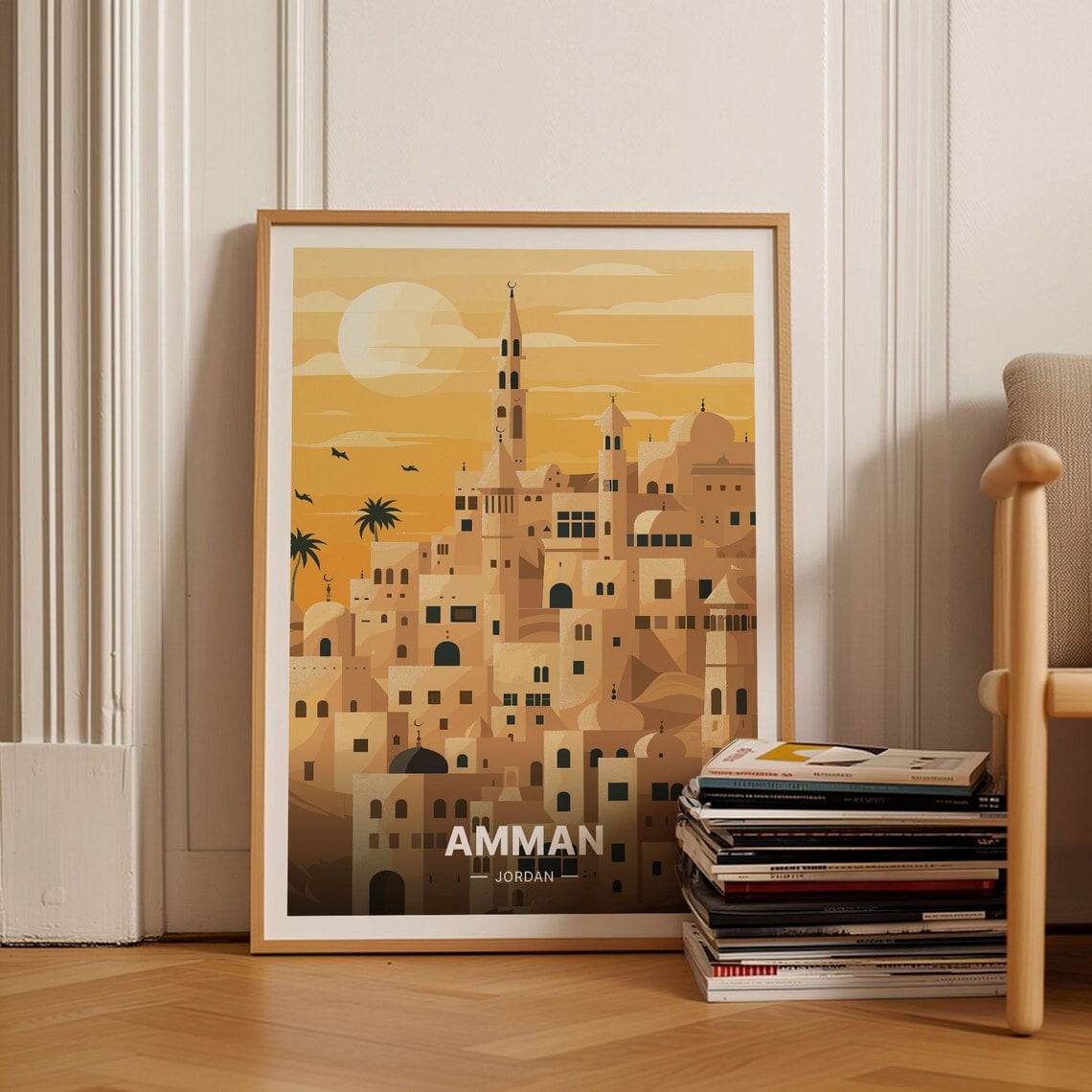 Amman Jordan Cityscape Poster, Travel-Inspired Home Decor, Artistic ...