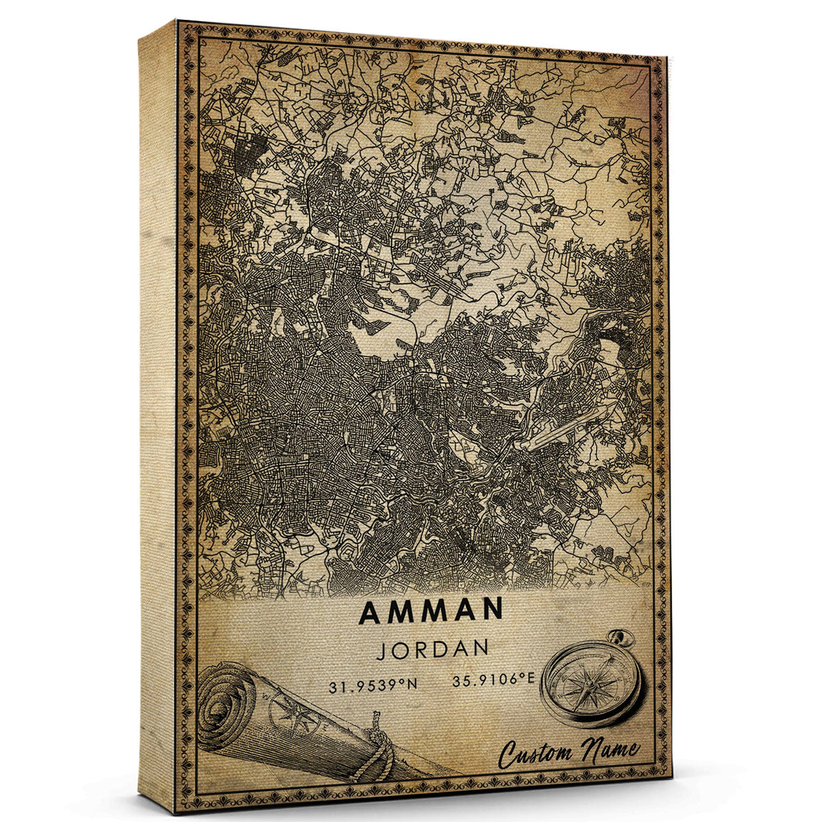 Amman Map Poster, Jordan Map Art Poster, Canvas, Amman Map City vintage ...