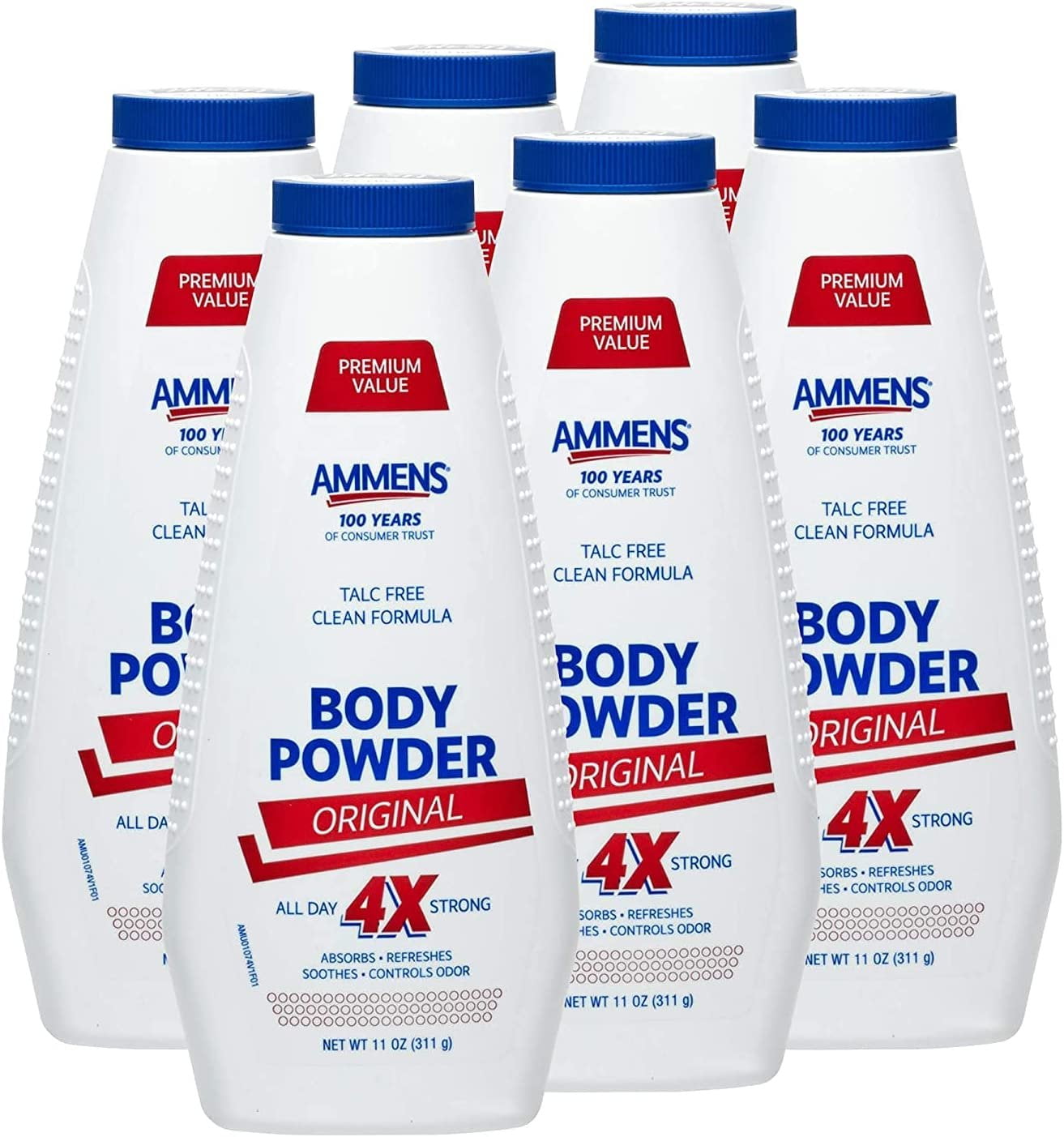 Ammens Original Body Powder, 100% Talc, Absorbs Moisture, Relieves ...