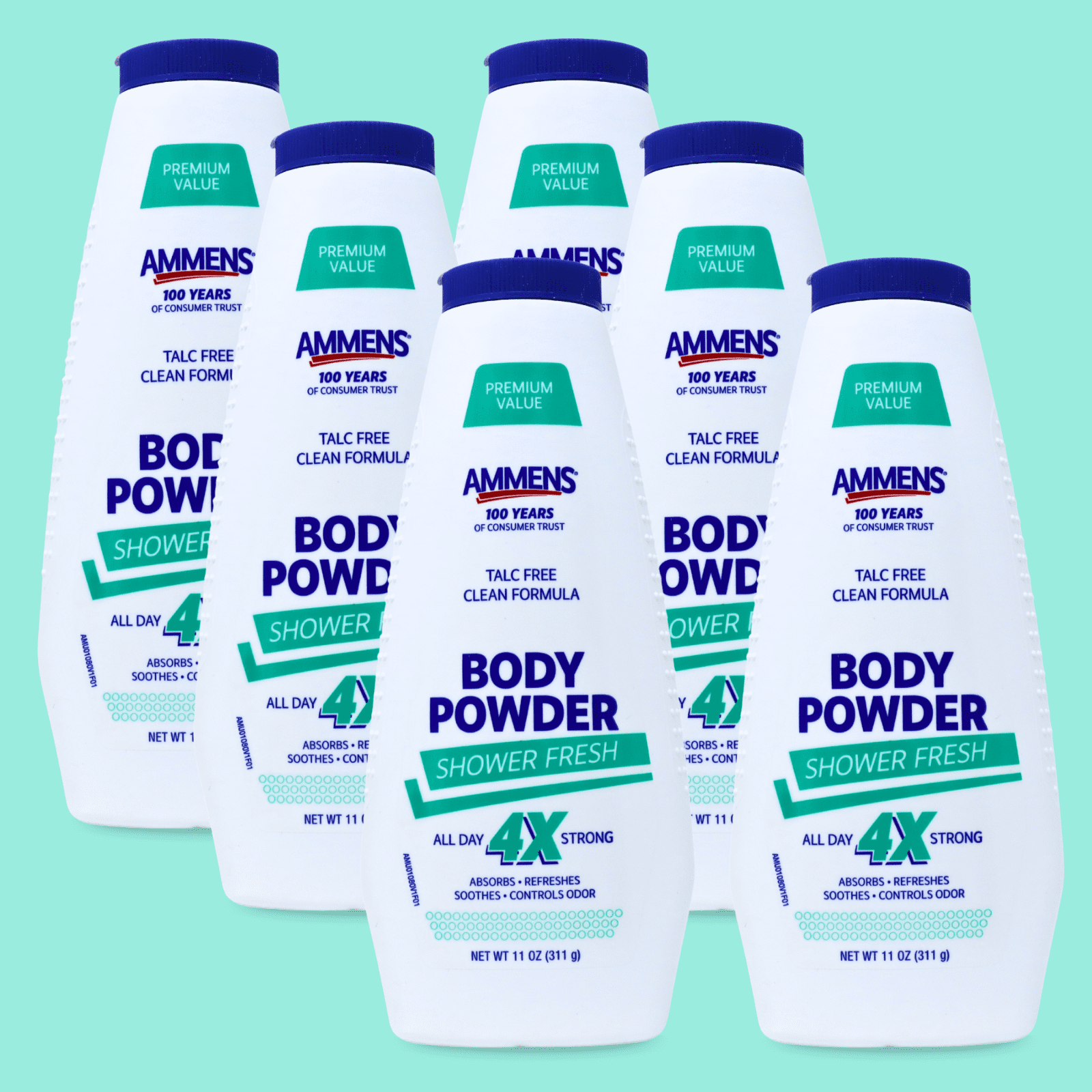 Ammens Medicated Powder Shower Fresh - Talc-Free Odor Control 11 fl oz ...