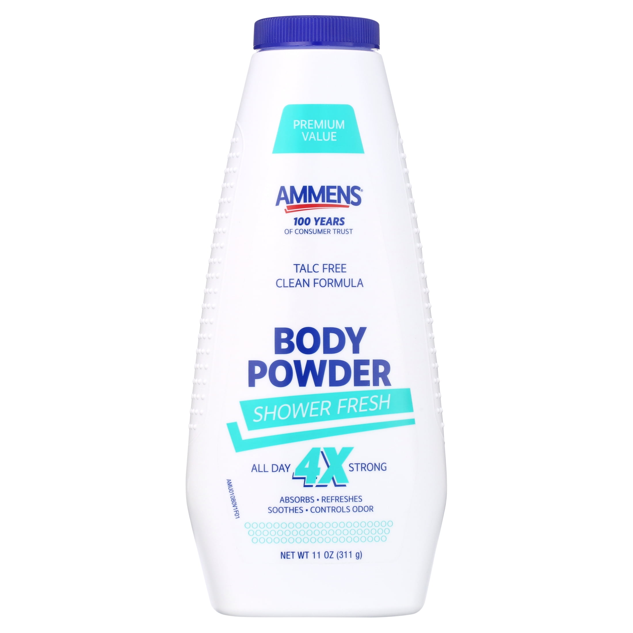 Ammens Medicated Body Deodorizing Powder, Shower Fresh, Talc Free, 11 ...