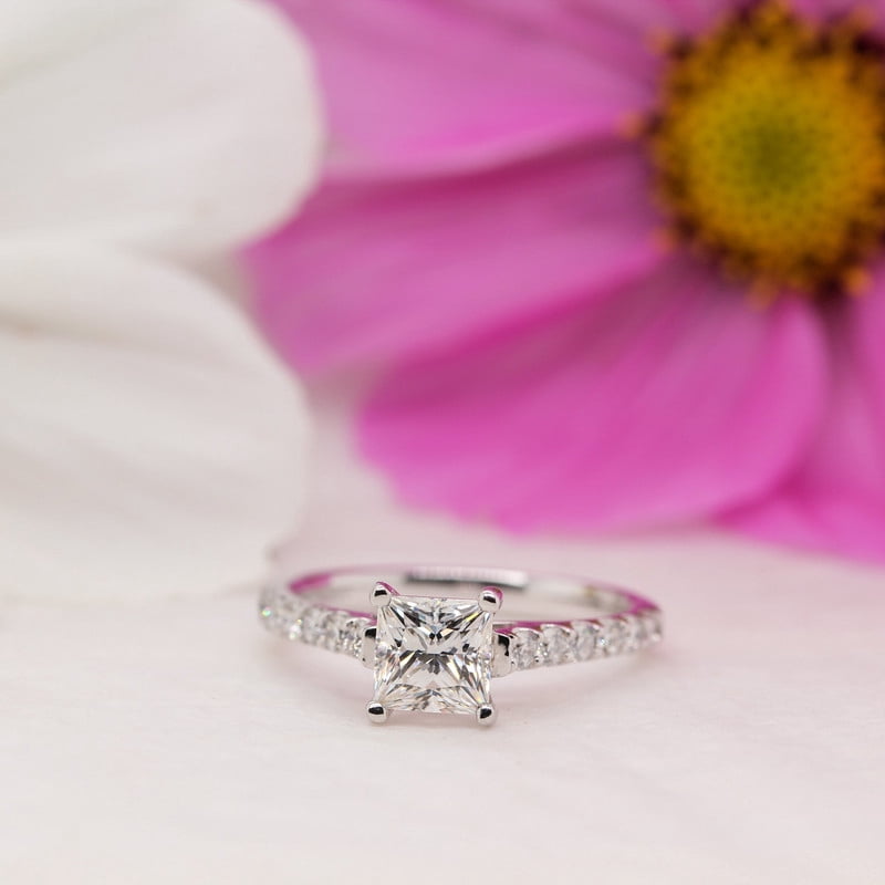 Ammo Jewel 1.5 Ct Princess Cut Lab Created Diamond Ring for Her - 14K ...