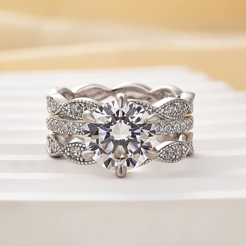 Ammo Jewel 1.6 Ct Round Cut Diamond Anniversary Ring Set with Enhancer ...