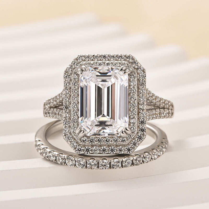 Ammo Jewel 14K White Gold Plated 1.6 Ct Emerald Cut Engagement Double ...