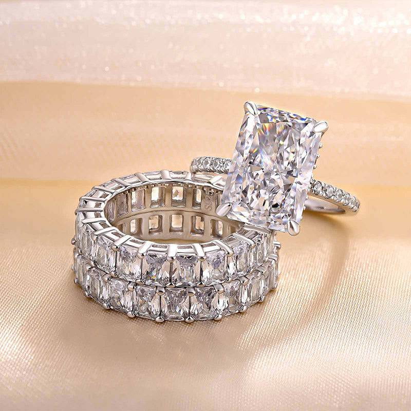 Ammo Jewel 14K White Gold Plated 1.8 Ct Lab Created Diamond Trio Ring ...