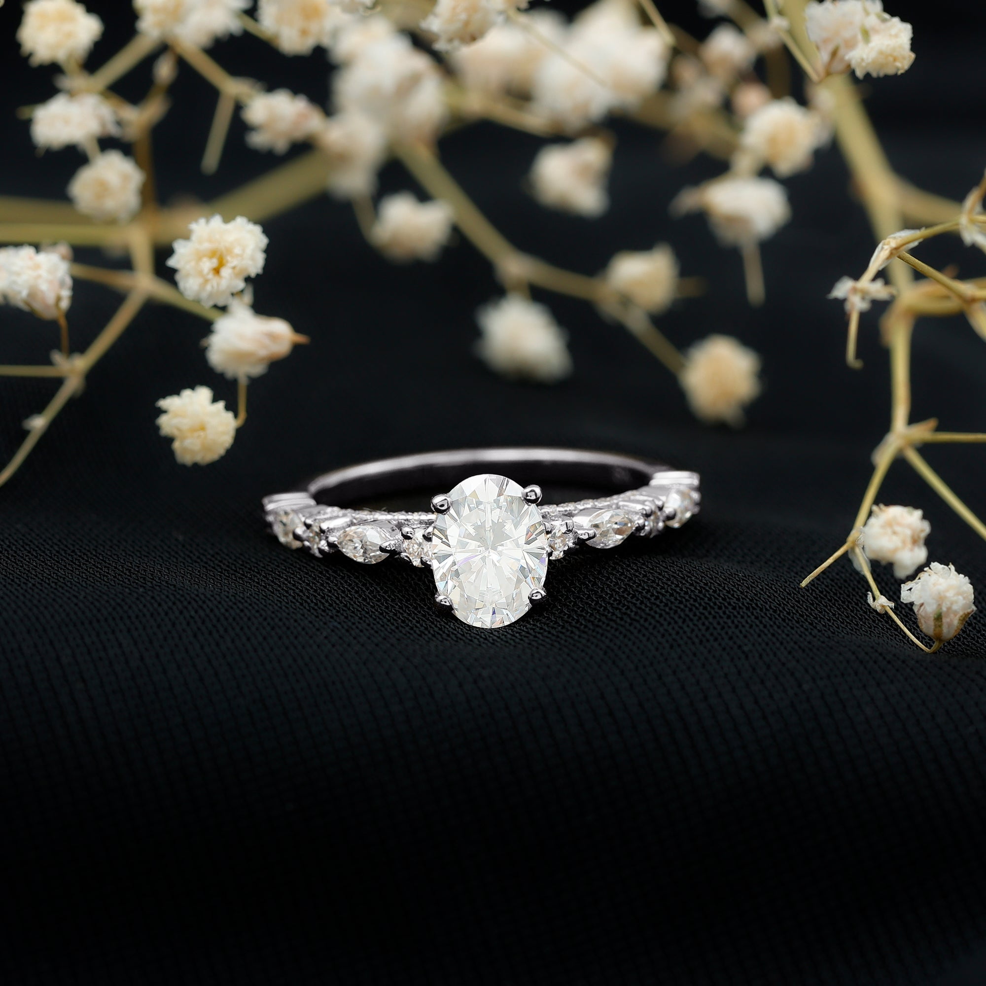 Ammo Jewel 14K White Gold Plated 1.8 Ct Oval Cut Diamond Ring for Women's - Lab Created Diamond ...