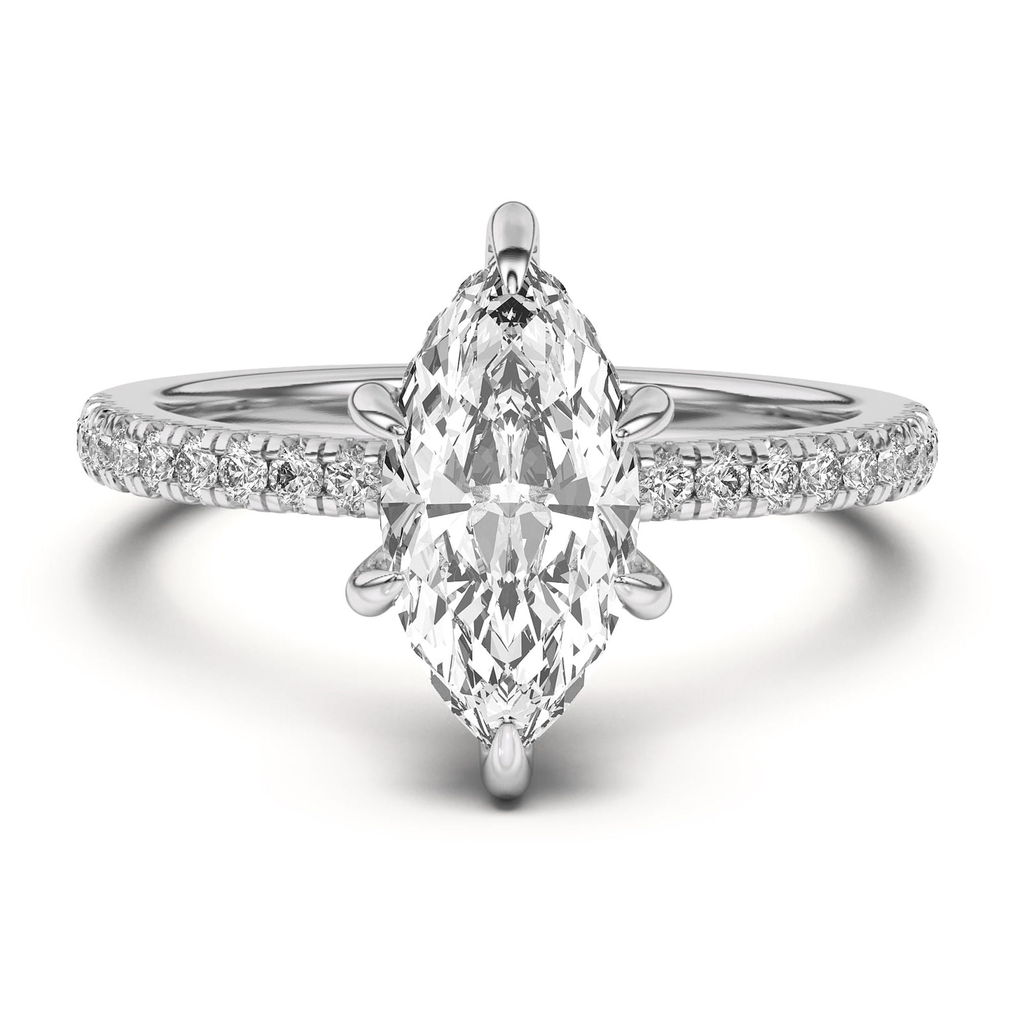 Ammo Jewel 14K White Gold Plated 2.3 Ct Marquise Cut Diamond Engagement ...