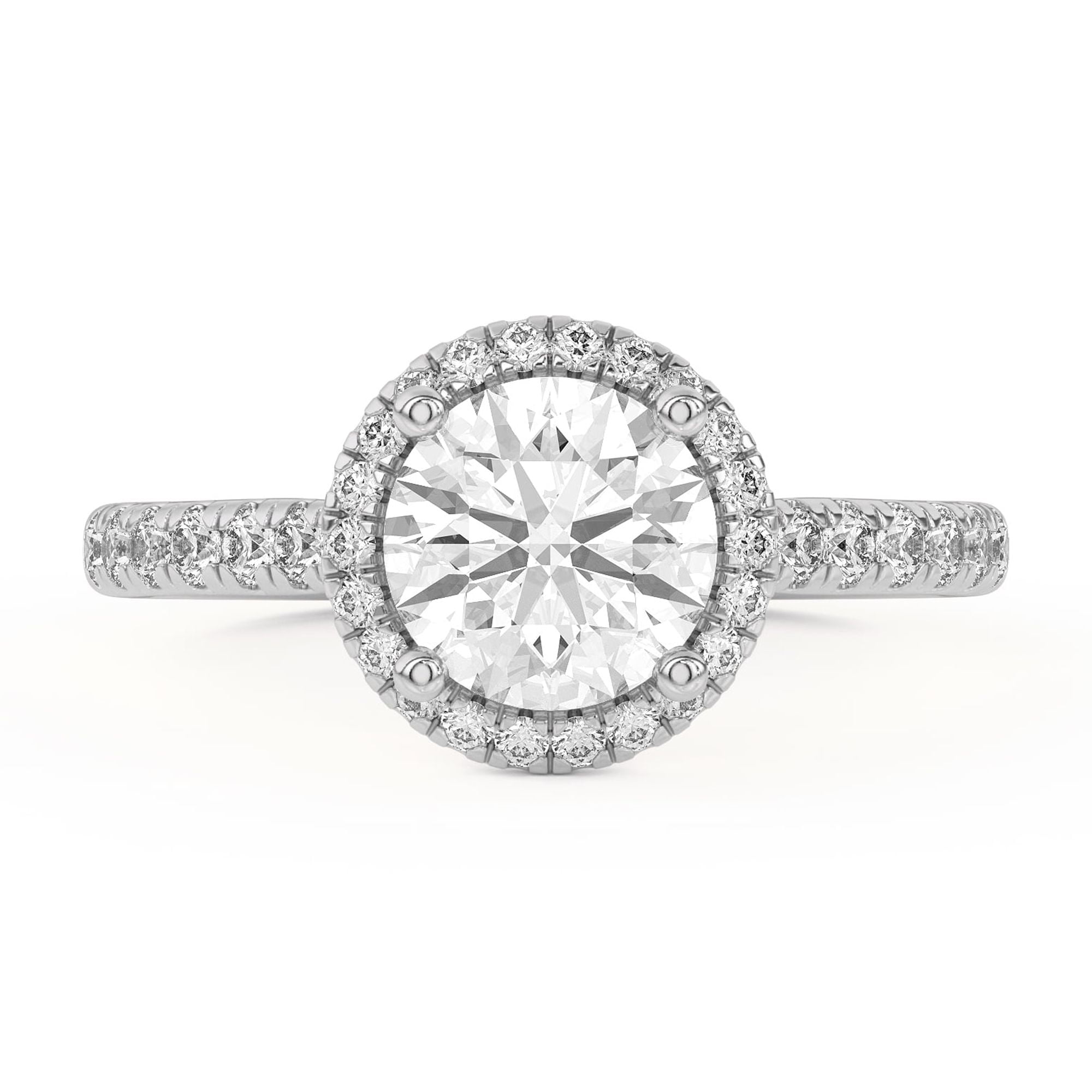 Ammo Jewel 2.2 Ct Round Cut Halo Engagement Ring - 14K White Gold ...