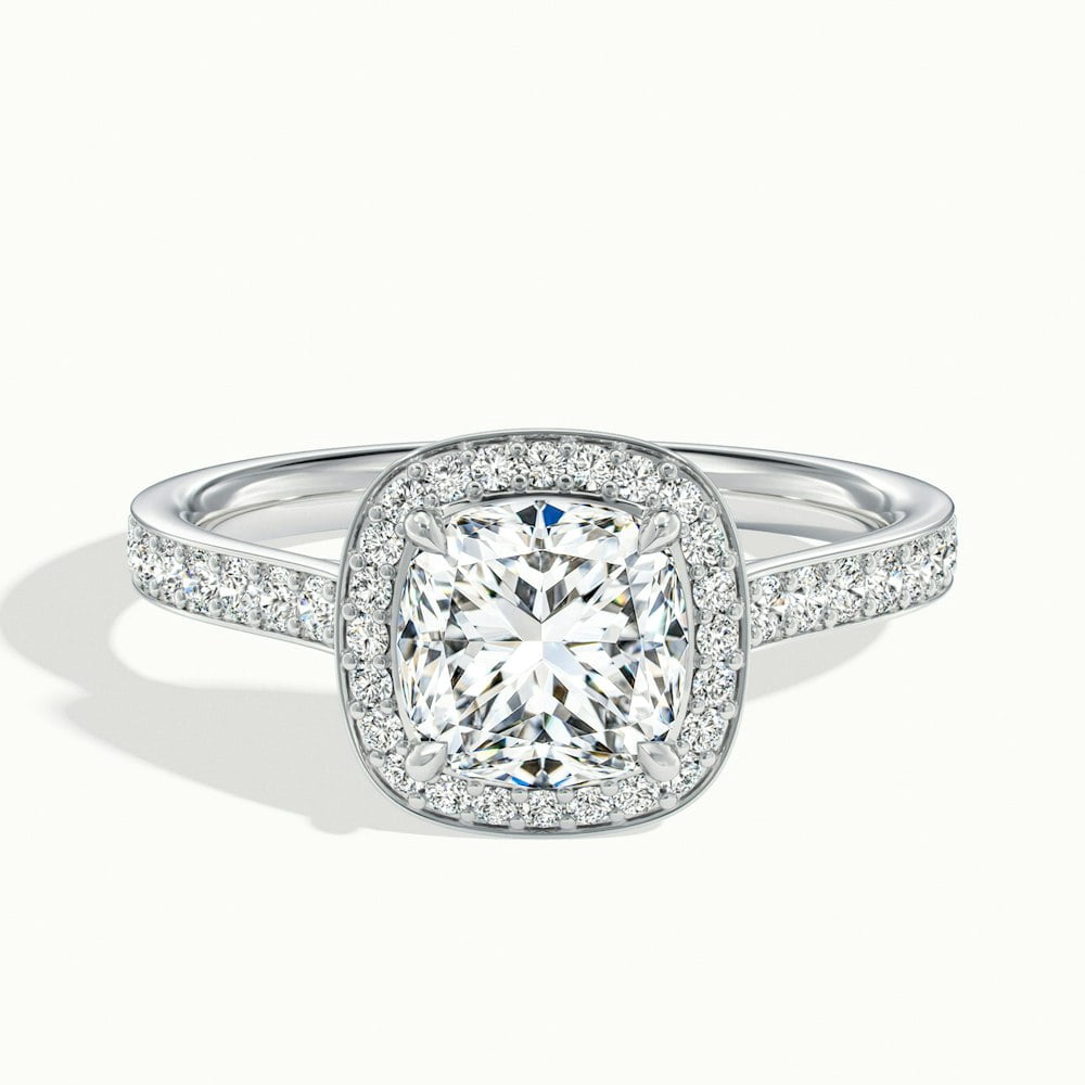 Ammo Jewel Cushion Cut Diamond Halo Engagement Ring - 2.1 Ct Lab ...