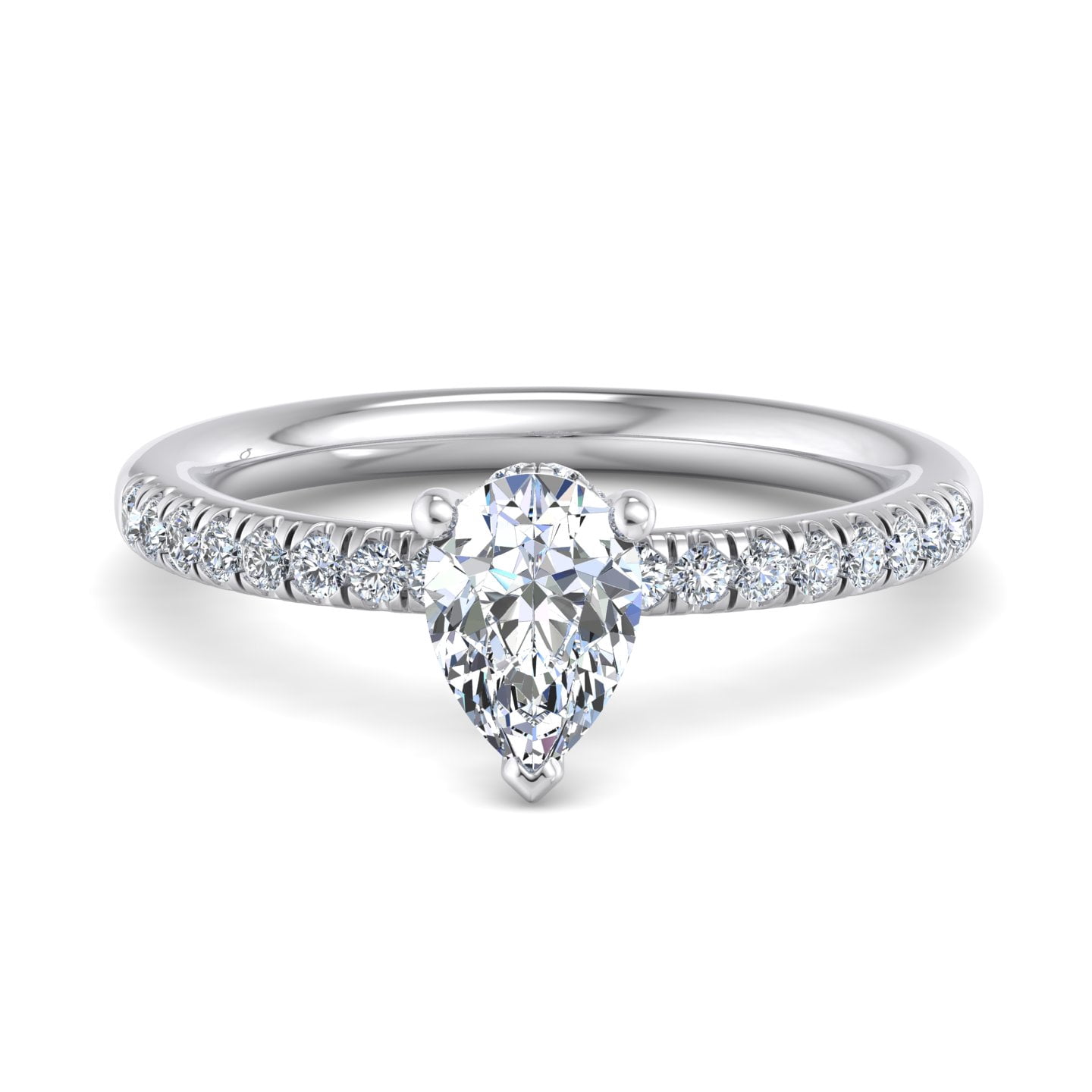 Ammo Jewel Pear Cut Diamond Hidden Halo Engagement Ring - 1.7 Ct Lab ...