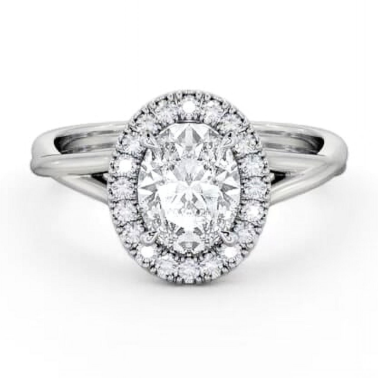 Ammo Jewel Prong Set 2 Ct Oval Cut Lab Created Diamond Ring - 14K White ...