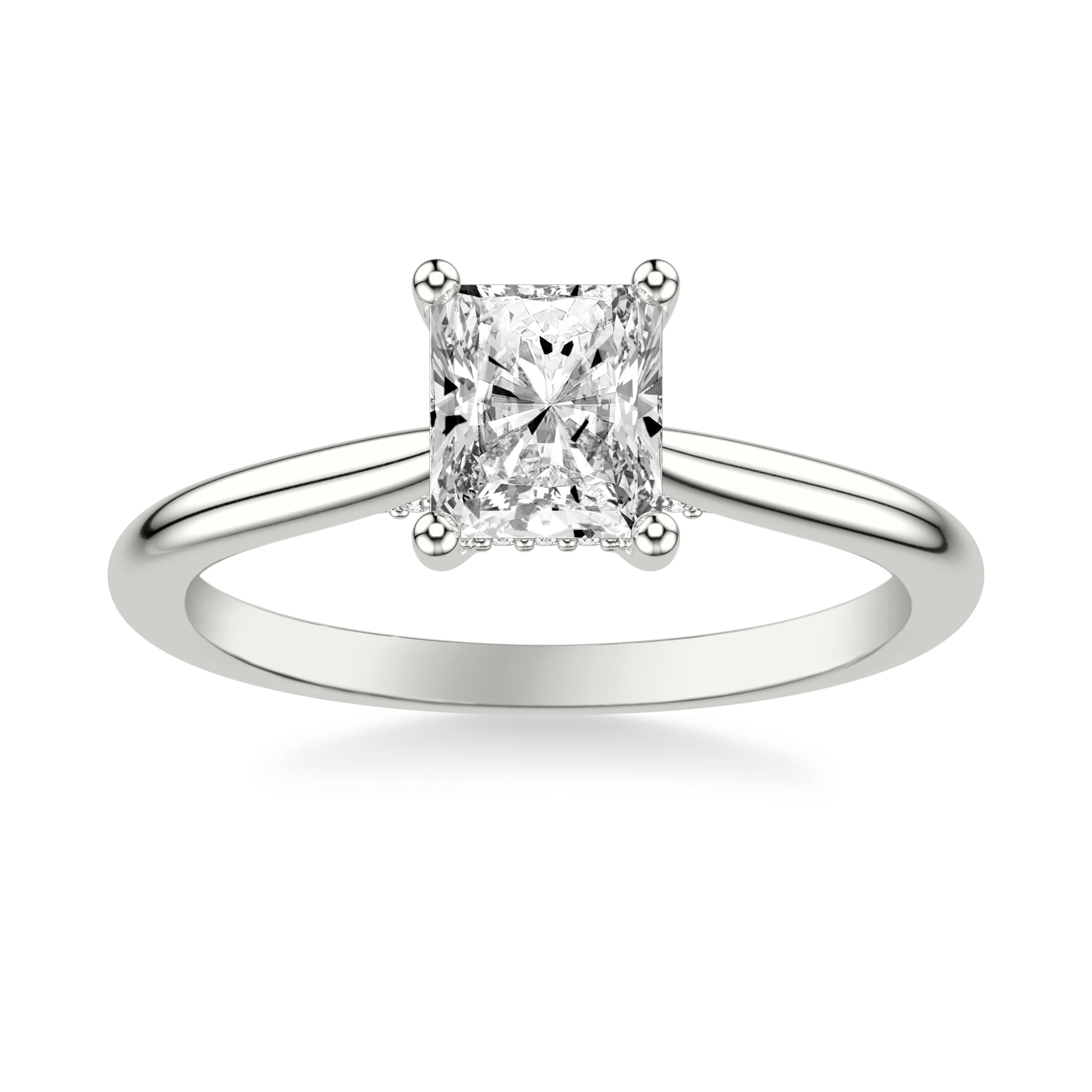 Ammo Jewel Radiant Cut Diamond Hidden Halo Engagement Ring - 1.7 Ct Lab ...