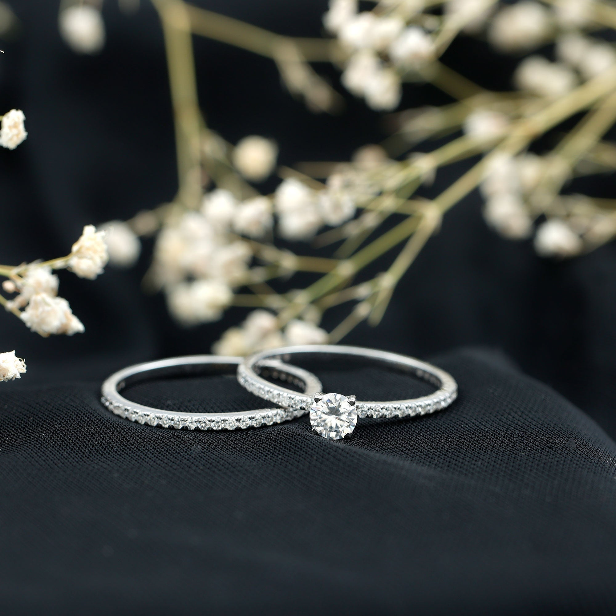 Ammo Jewel Simple Engagement Dainty Ring Set 1.25 Ct Round Cut Lab ...