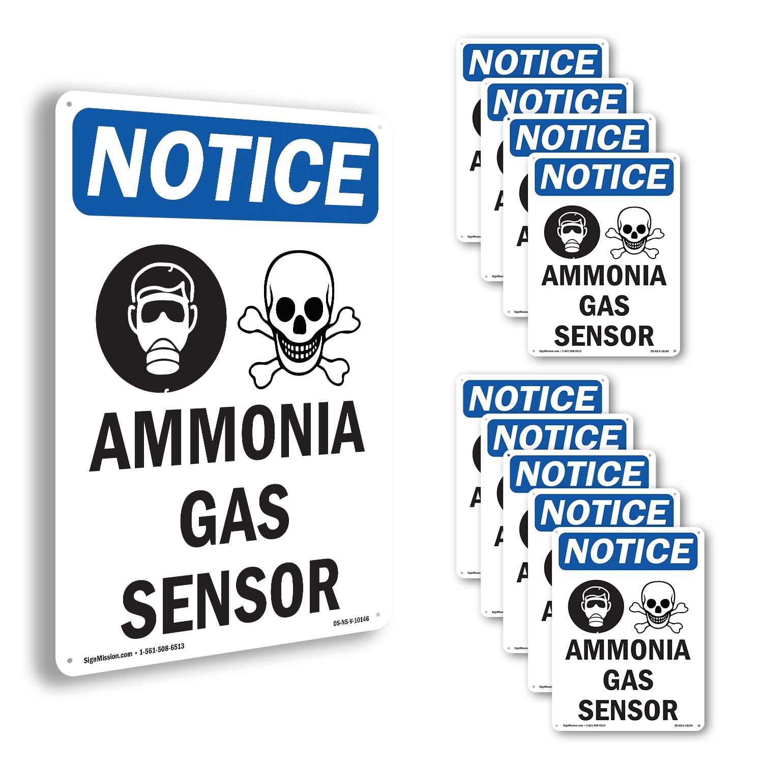 Ammonia Gas Sensor OSHA Notice Rigid Plastic Sign 14 Inch x 10 Inch ...