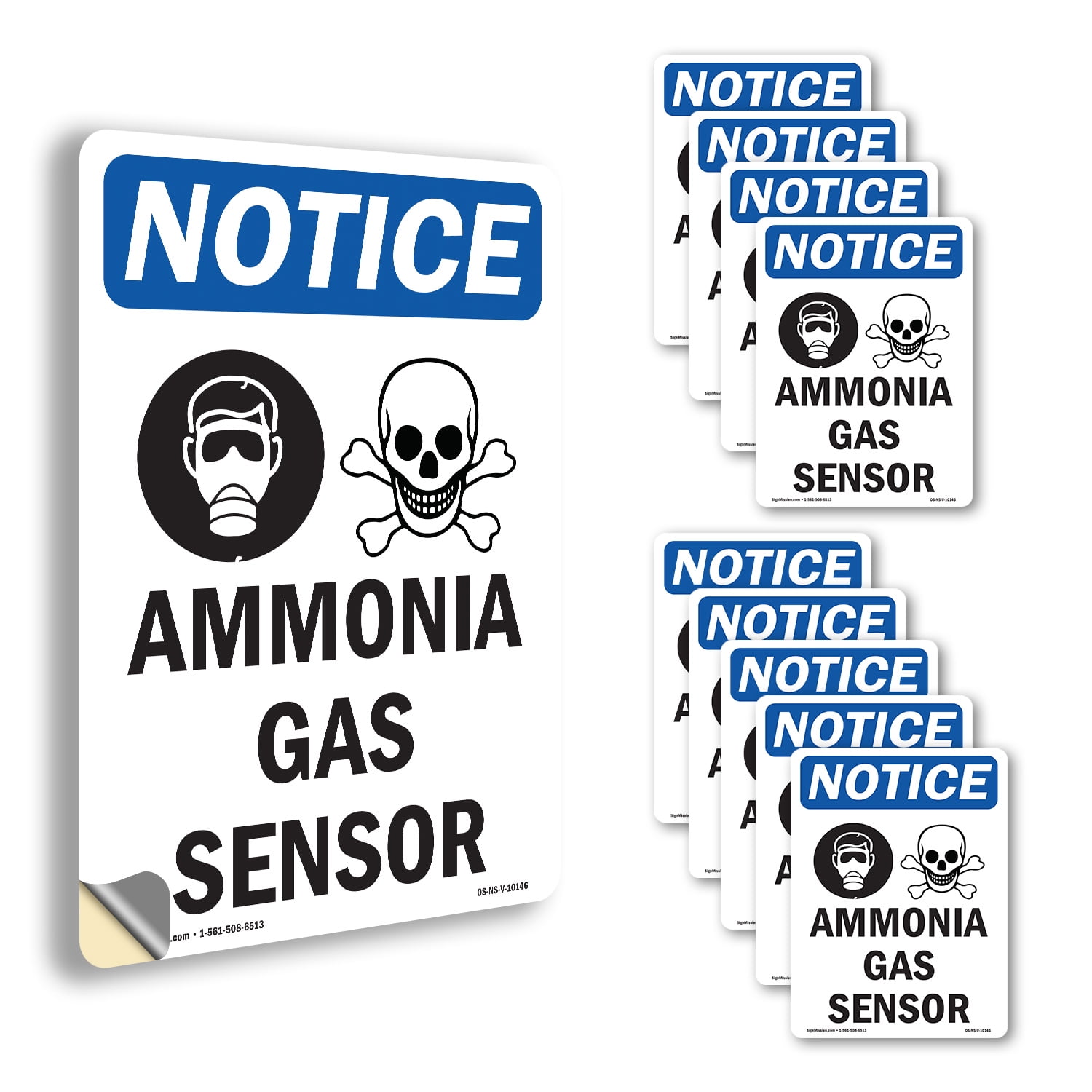 Ammonia Gas Sensor With Symbol OSHA Notice Vinyl Decal Label 14 Inch x ...