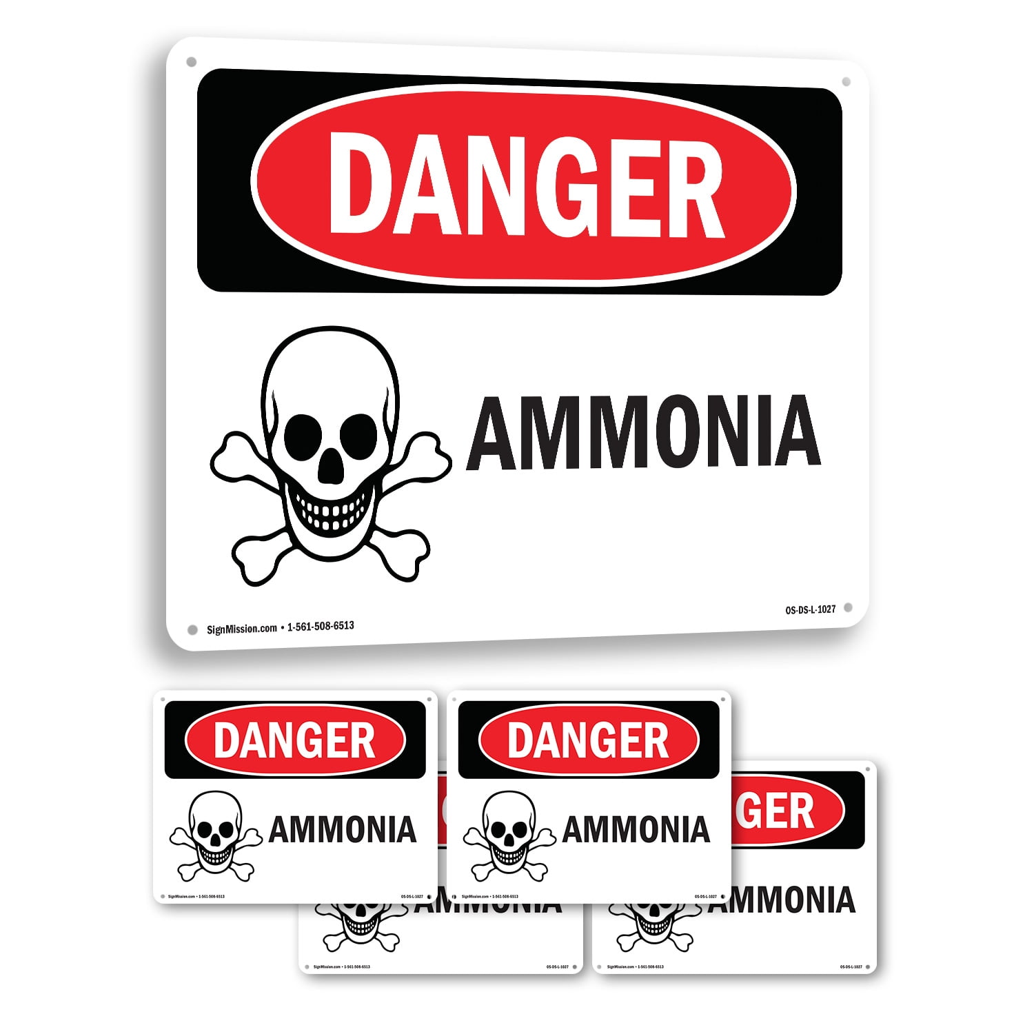 Ammonia OSHA Danger Aluminum Sign 24 Inch x 18 Inch - 5 Pack - Walmart.com