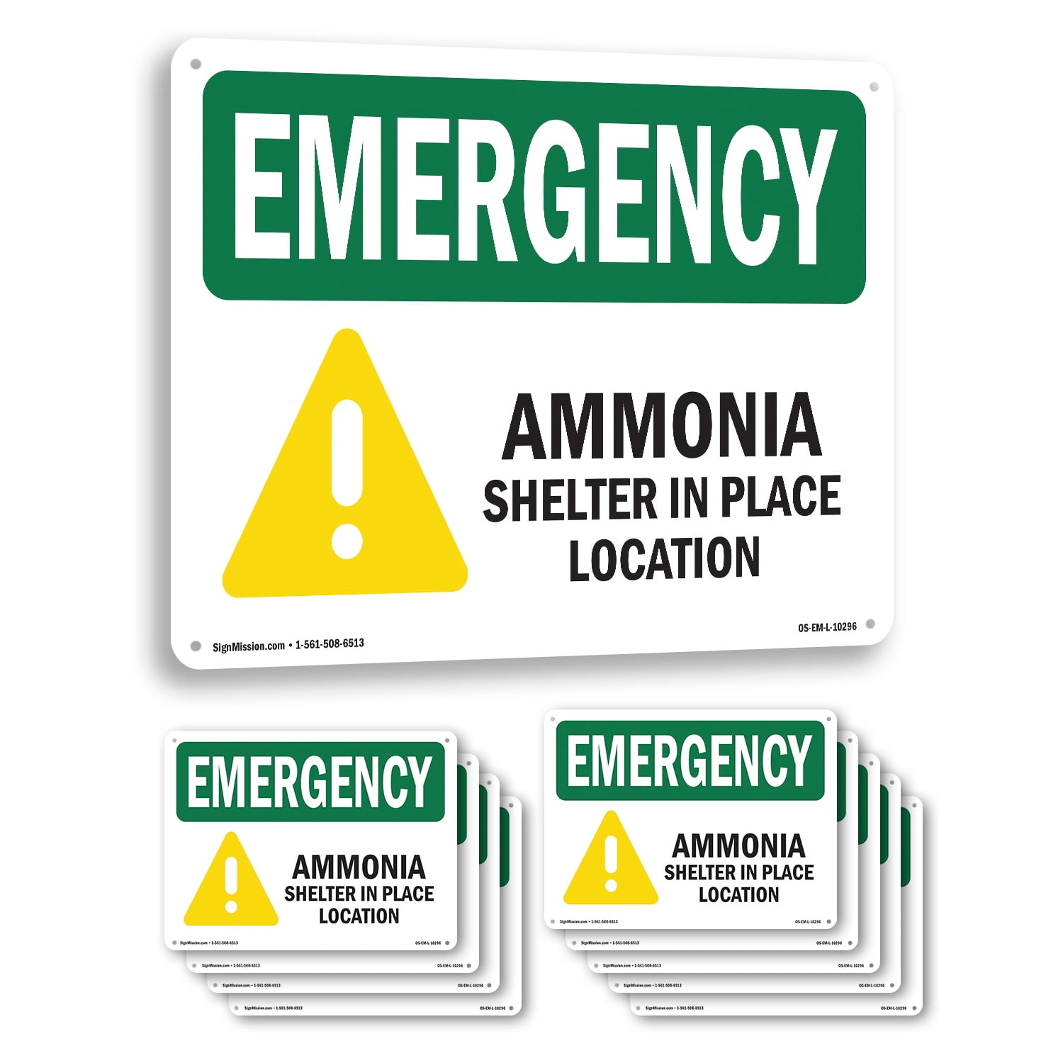 Ammonia Shelter In With Symbol OSHA Emergency Rigid Plastic Sign 14 ...