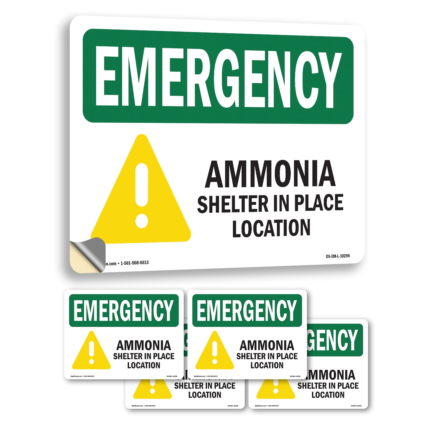 Ammonia Shelter In With Symbol OSHA Emergency Vinyl Decal Label 24 Inch ...