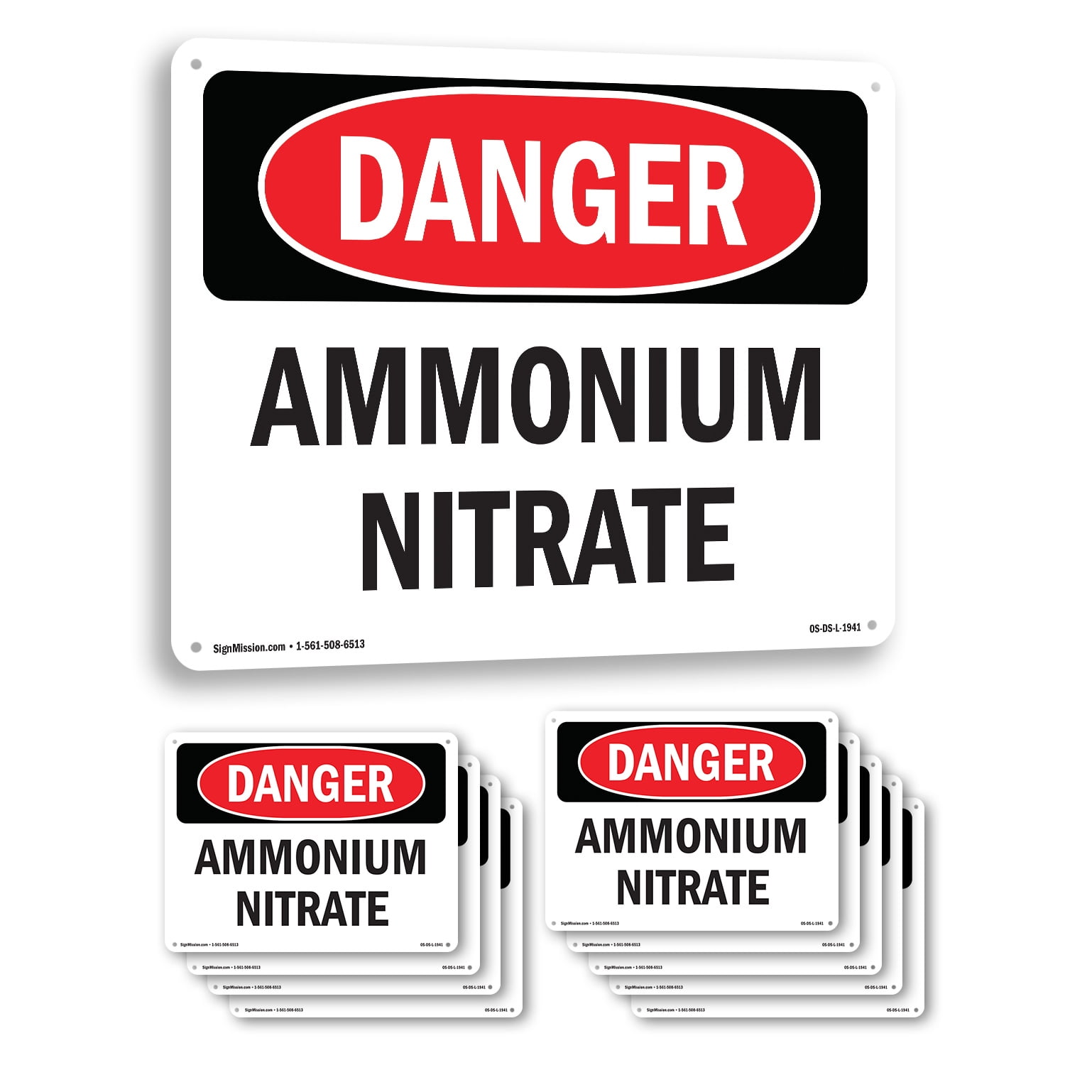 Ammonium Nitrate OSHA Danger Aluminum Sign 10 Inch x 7 Inch - 10 Pack ...