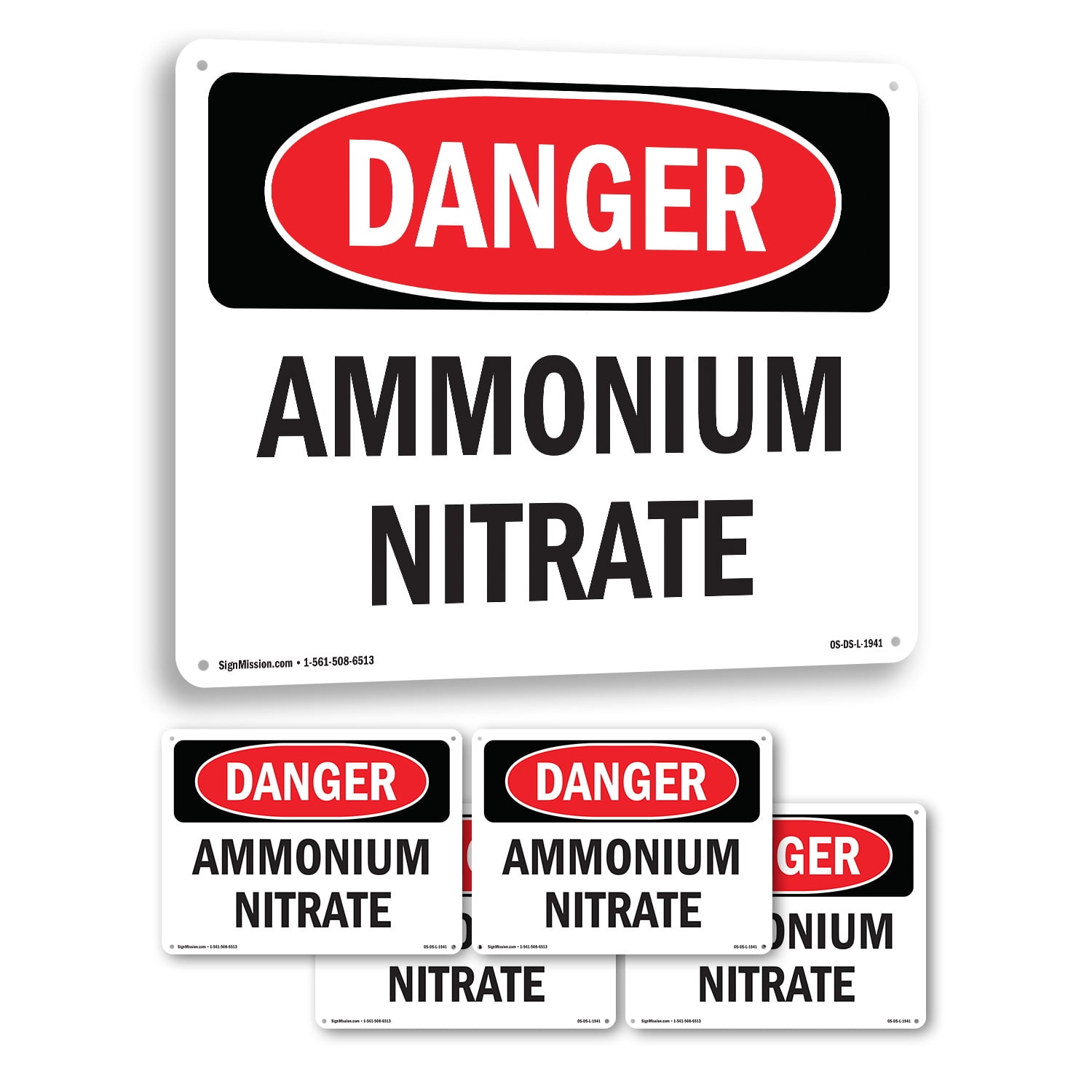Ammonium Nitrate OSHA Danger Aluminum Sign 24 Inch x 18 Inch - 5 Pack ...