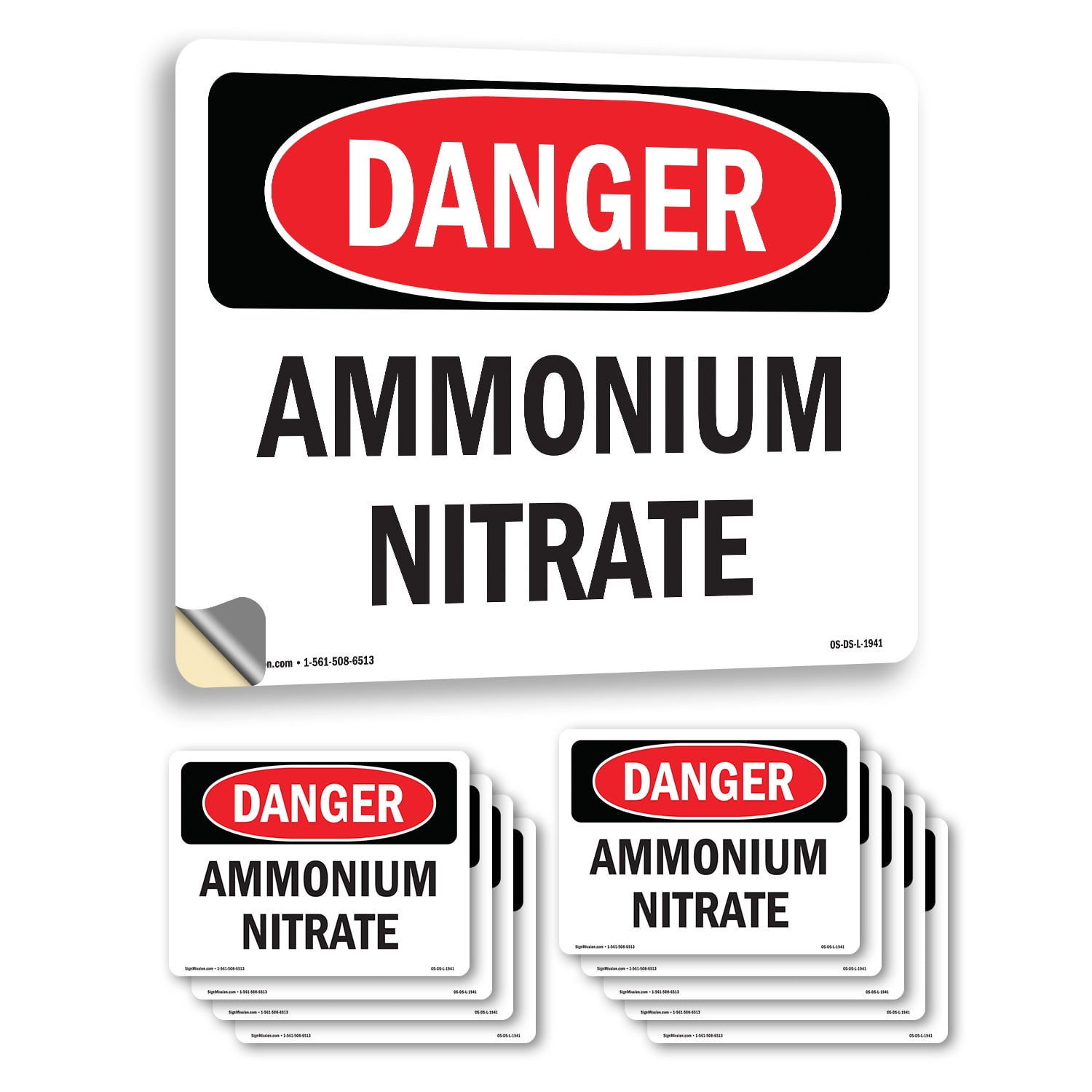 Ammonium Nitrate OSHA Danger Vinyl Decal Label 10 Inch x 7 Inch - 10 ...