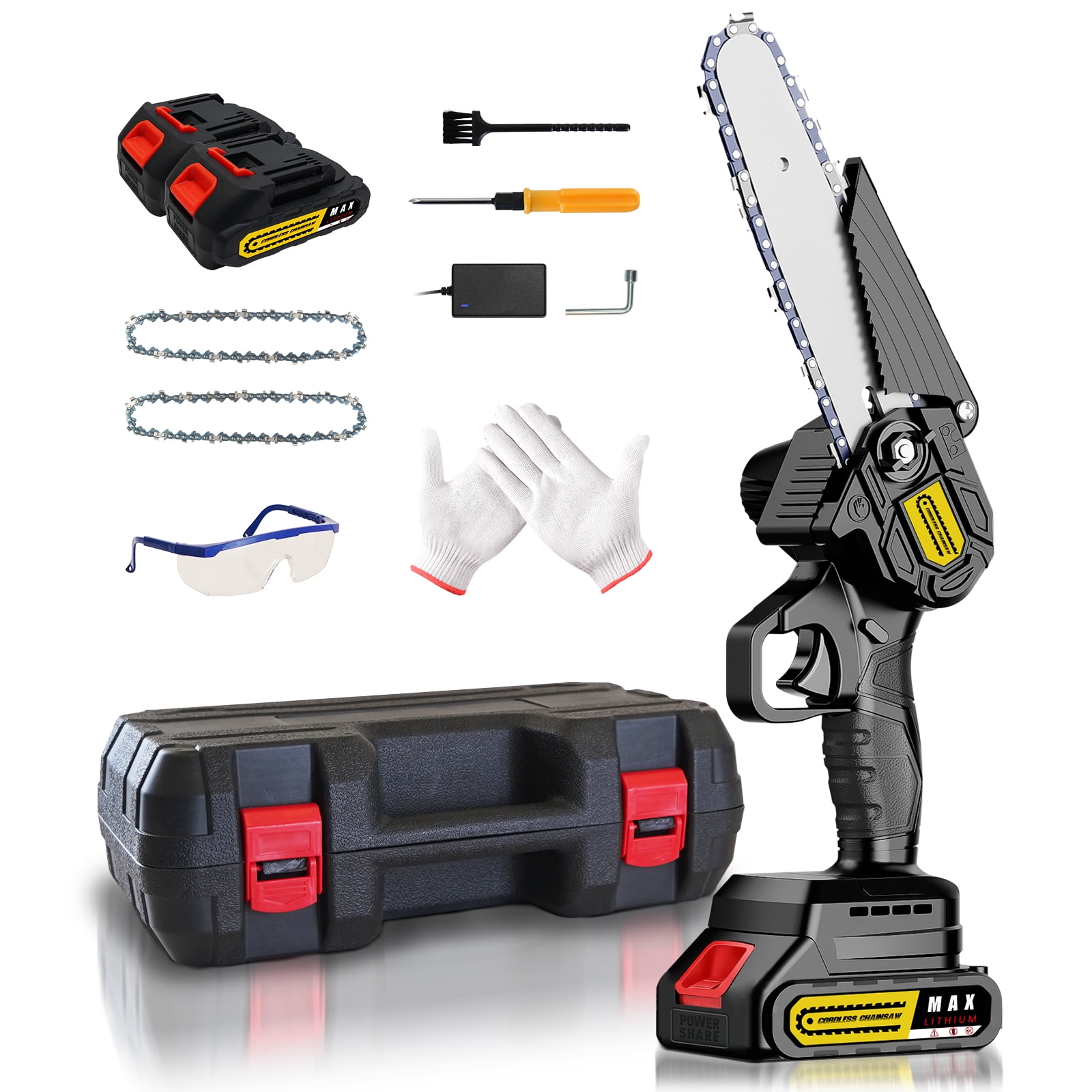 Amobro 6" Mini Cordless Chainsaw Handheld Chain Saw for Outdoor Tree ...