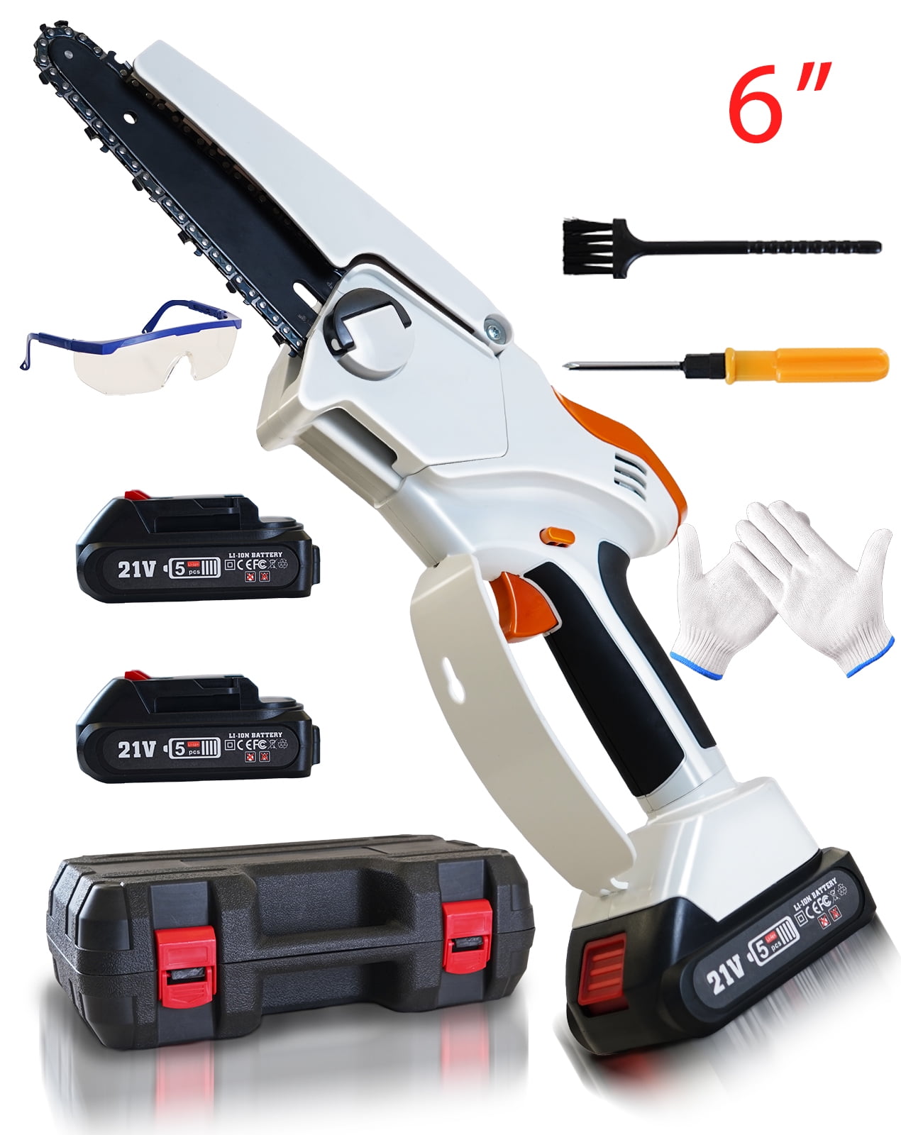 Amobro 6" Mini Cordless Chainsaw Handheld Chain Saw for Outdoor Tree ...