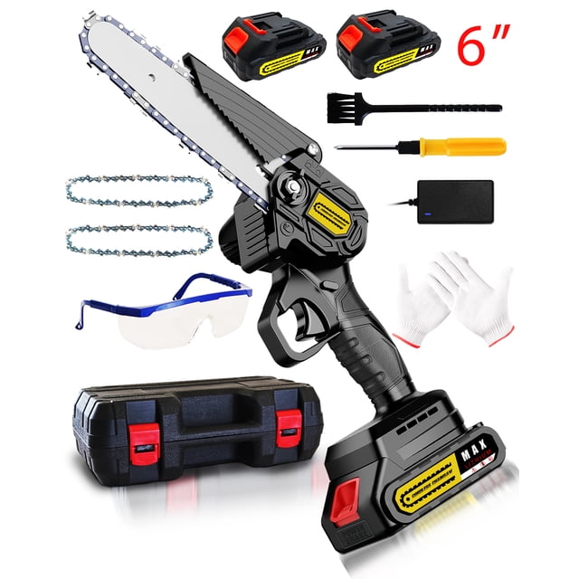 "Amobro 6"" Handheld Mini Chainsaw, Battery Operated, for Outdoor Tree ...