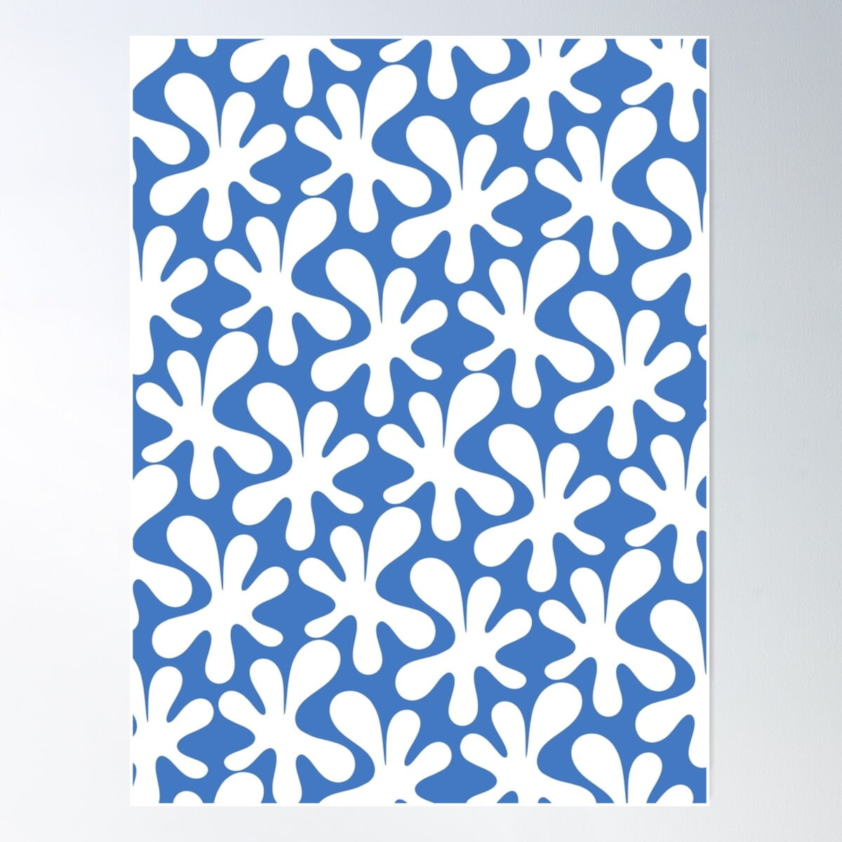 Amoeba Dance Funky Abstract Pattern In Blue And White Poster Wall Art ...