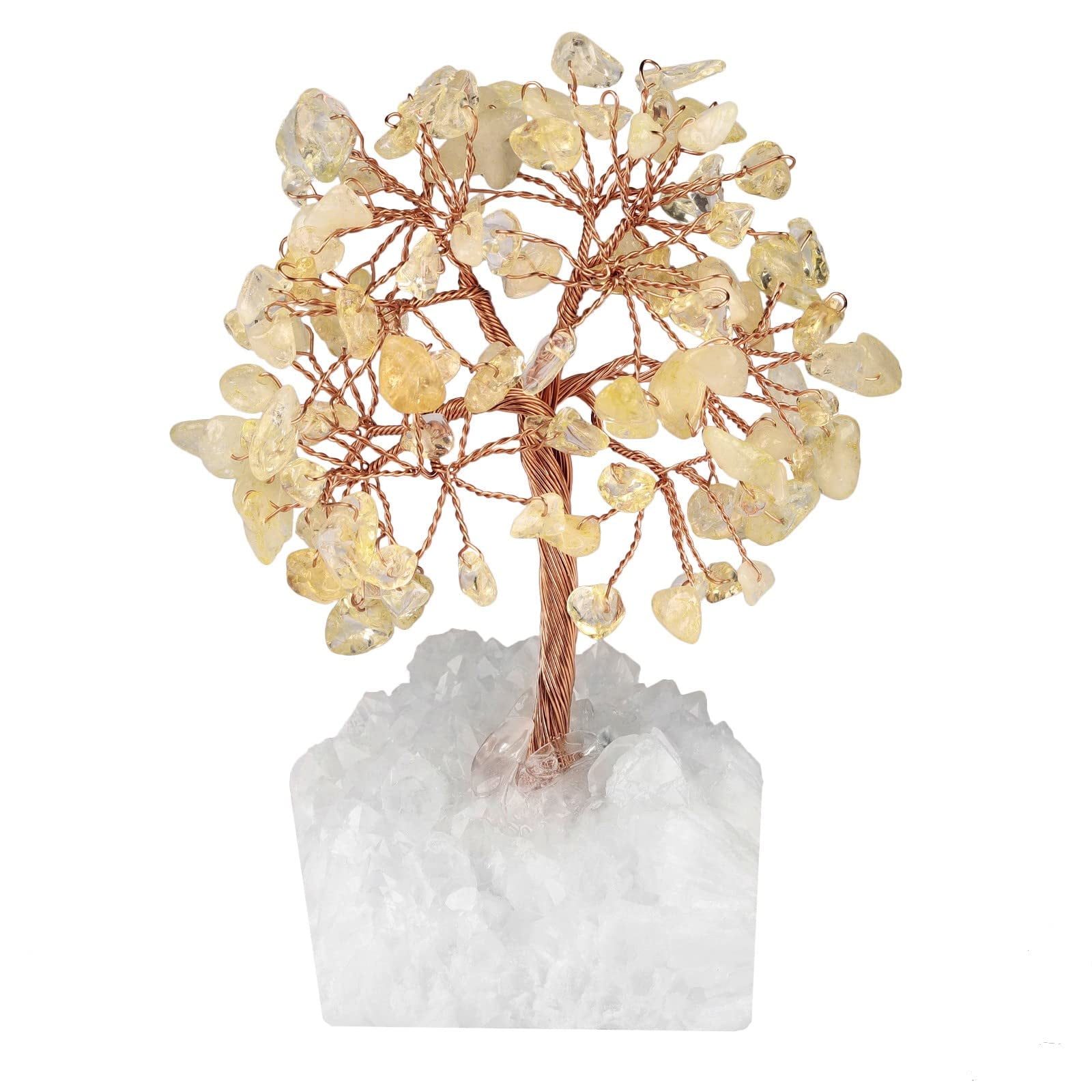 Amogeeli Citrine Crystal Copper Tree with Natural Rock Crystal Cluster ...