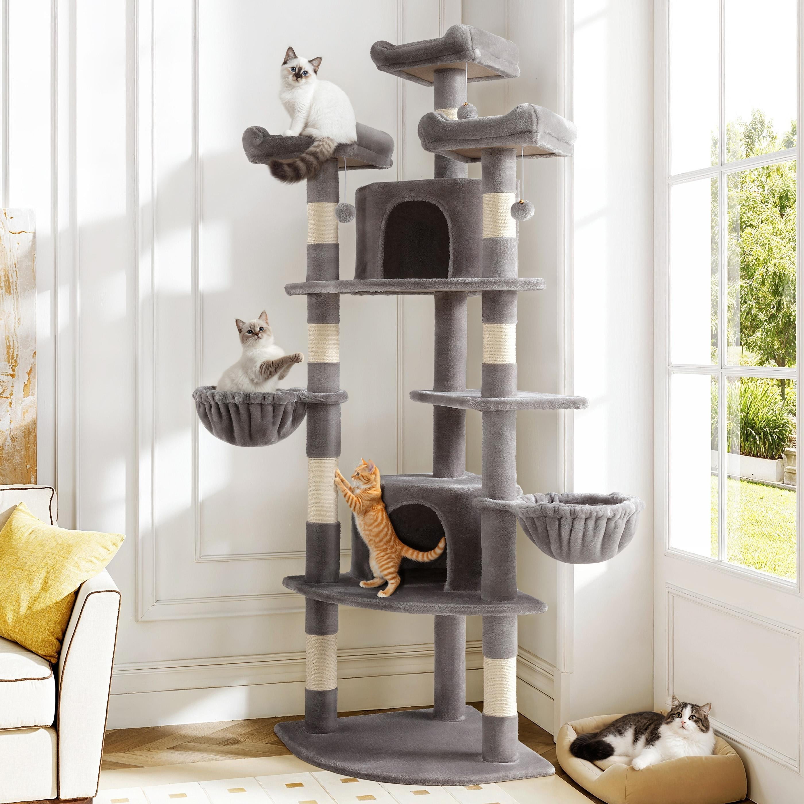 Amolife 73.6" Extra Large Corner Cat Tree, Fan-Shaped Tower with ...