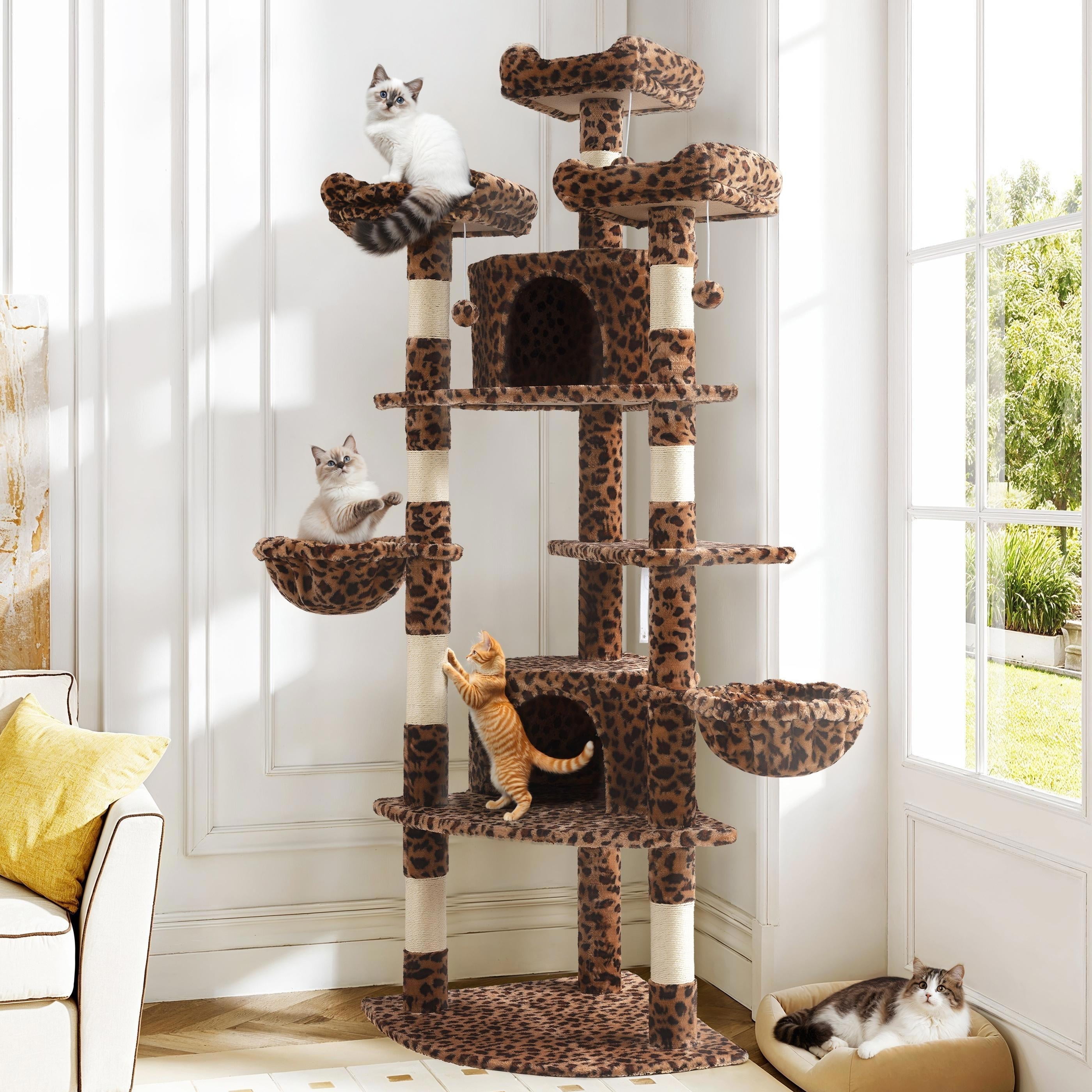 Amolife 73.6" Extra Large Corner Cat Tree, Fan-Shaped Tower with ...