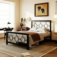 Zinus Amelia 41" Wood Platform Bed Frame with Upholstered Headboard ...