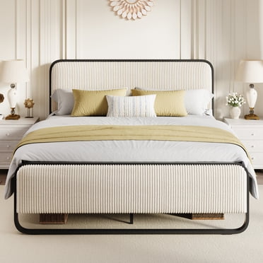 4 EVER WINNER Queen Bed Frame, Upholstered Platform Bed Frame with ...