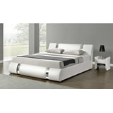 Amolife Full Size Bed Frame with Iron Piece Adjustable Headboard, White ...