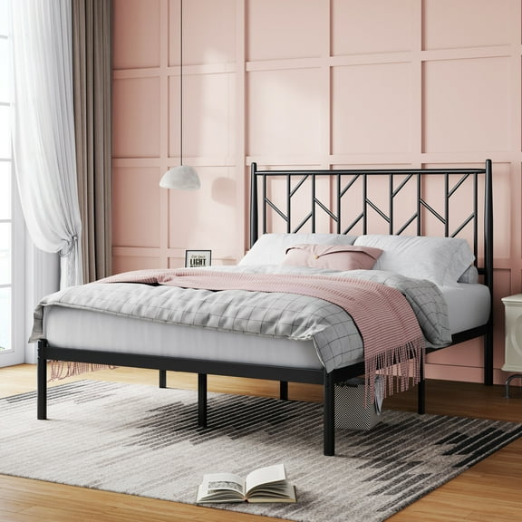 14 Inch Size Platform Bed Frame with Victorian Headboard and Footboard ...