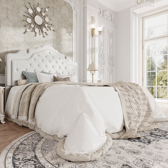 Amolife Queen Bed Frame with Adjustable Crown-Shaped Headboard ...