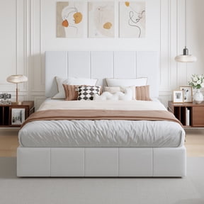 Amolife King Size Upholstered Platform Bed Frame with Adjustable Velvet ...