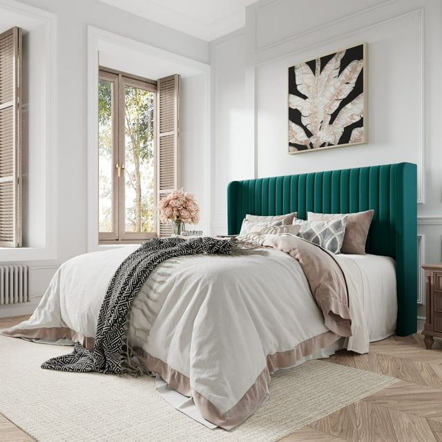 Amolife Queen Size Velvet Vertical Stripe Upholstered Bed Frame with ...